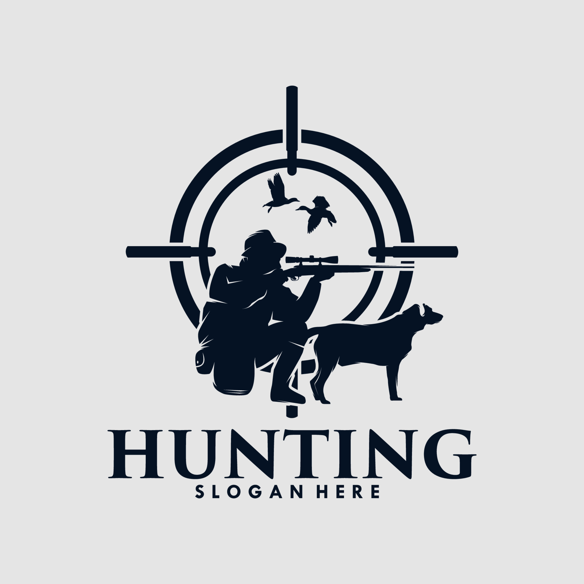 hunting sniper rifle and dog hunt logo design 11223511 Vector Art at Vecteezy