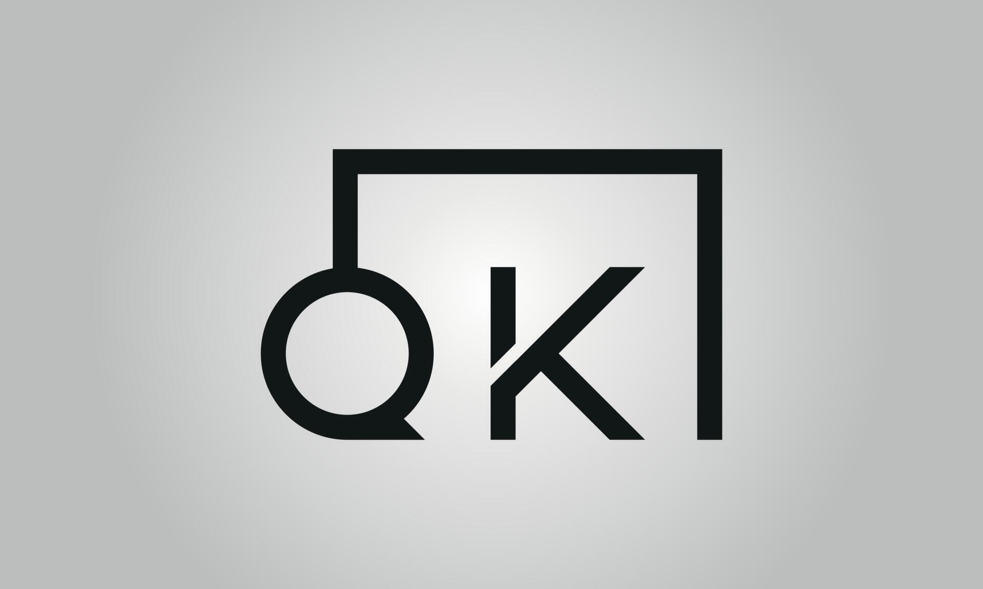 Letter QK logo design. QK logo with square shape in black colors vector free vector template ...