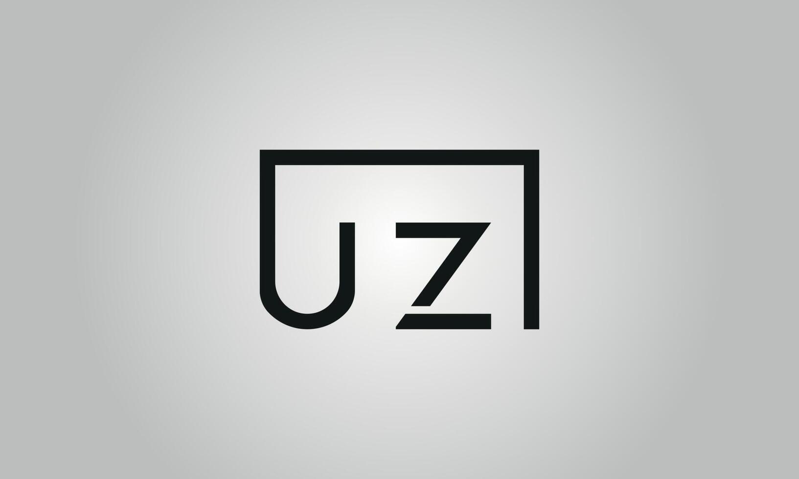 diseño del logotipo de la letra uz. uz logo con forma cuadrada en colores negros vector ...
