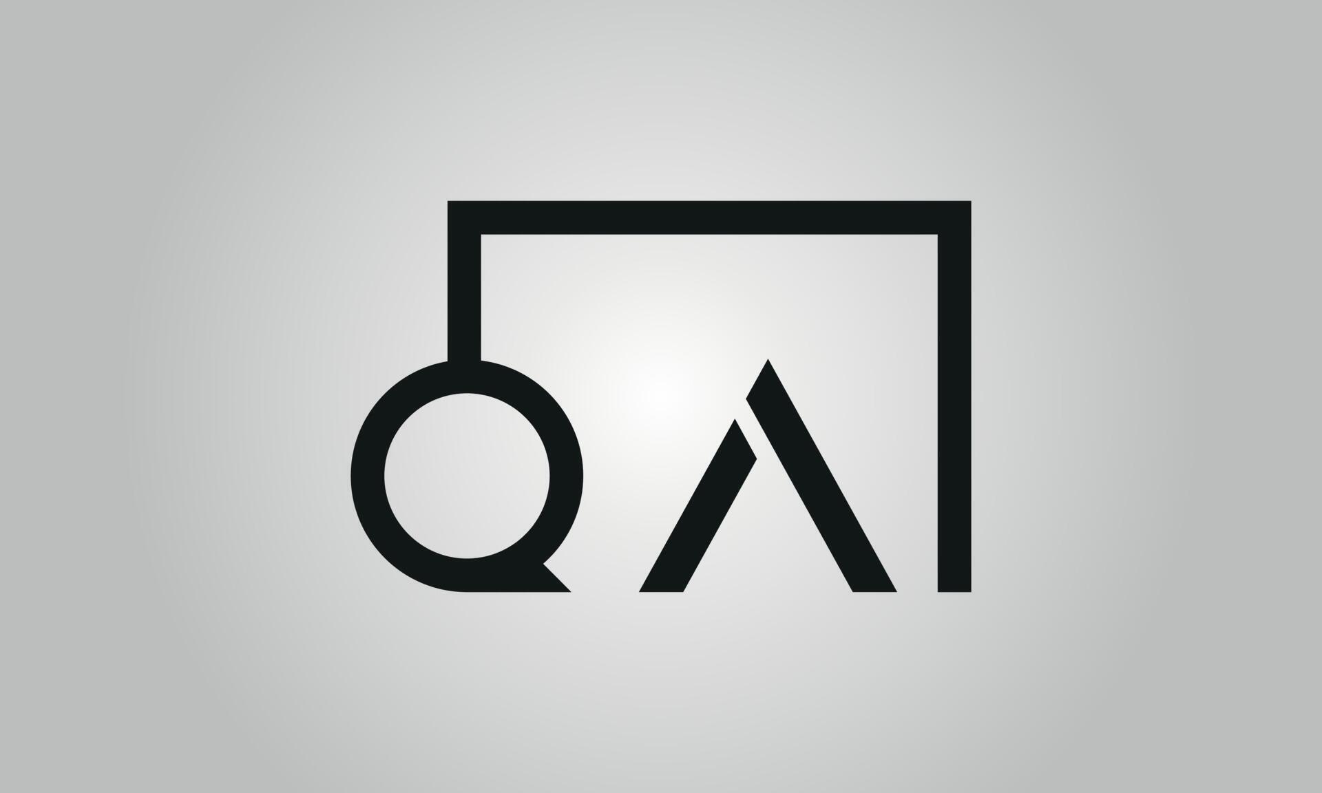 Letter Qa Logo Design Qa Logo With Square Shape In Black Colors Vector