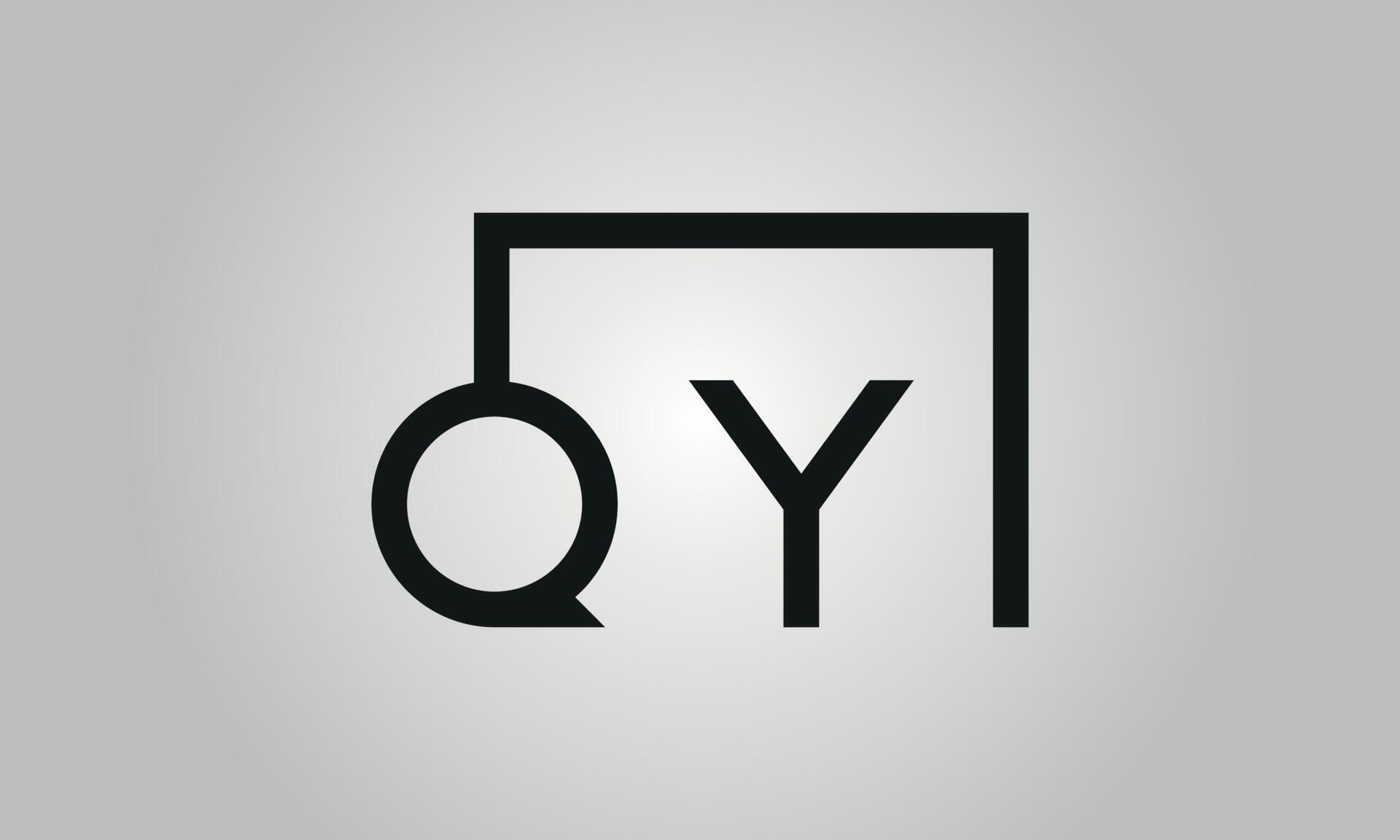 diseño del logotipo de la letra qy. qy logo con forma cuadrada en colores negros vector ...