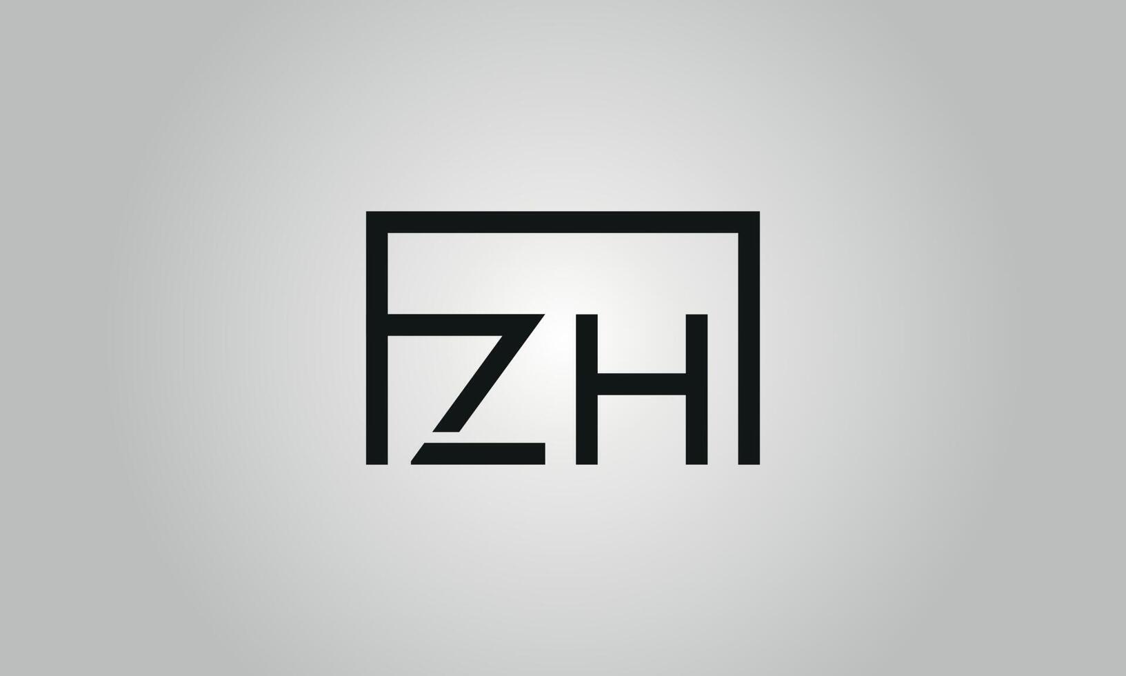 diseño del logotipo de la letra zh. logotipo de zh con forma cuadrada en colores negros vector ...