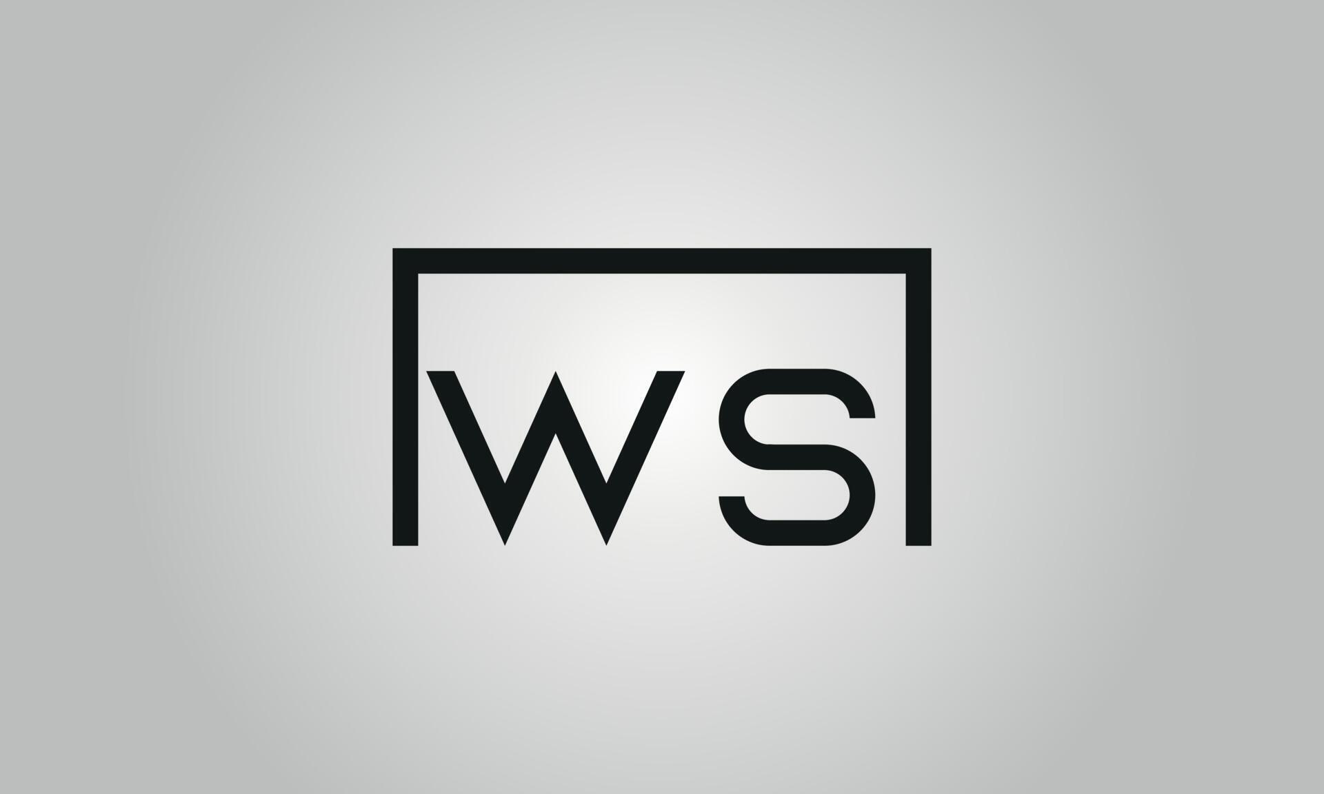 Letter WS logo design. WS logo with square shape in black colors vector free vector template ...