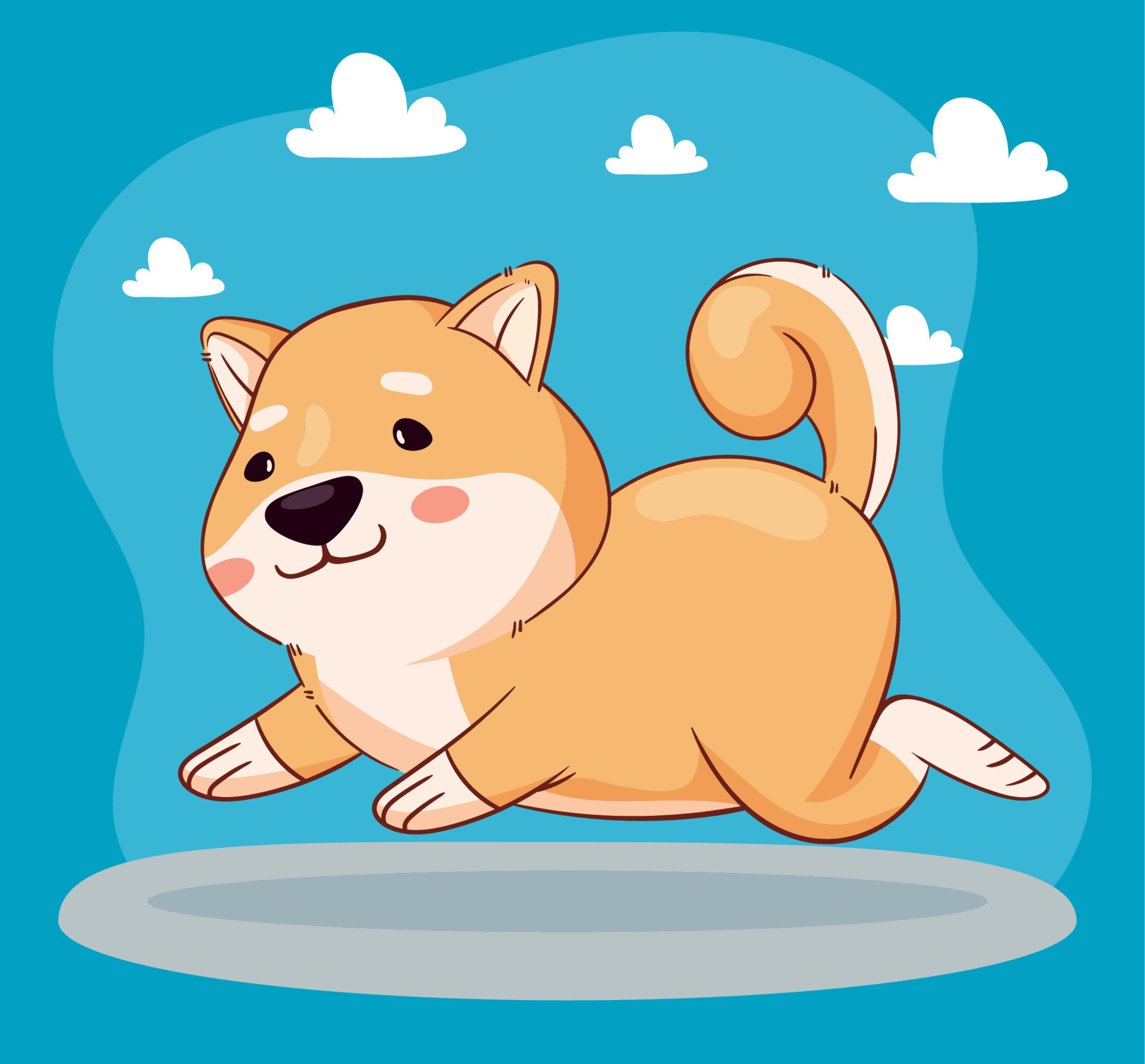 shiba inu jumping character scene 11226612 Vector Art at Vecteezy