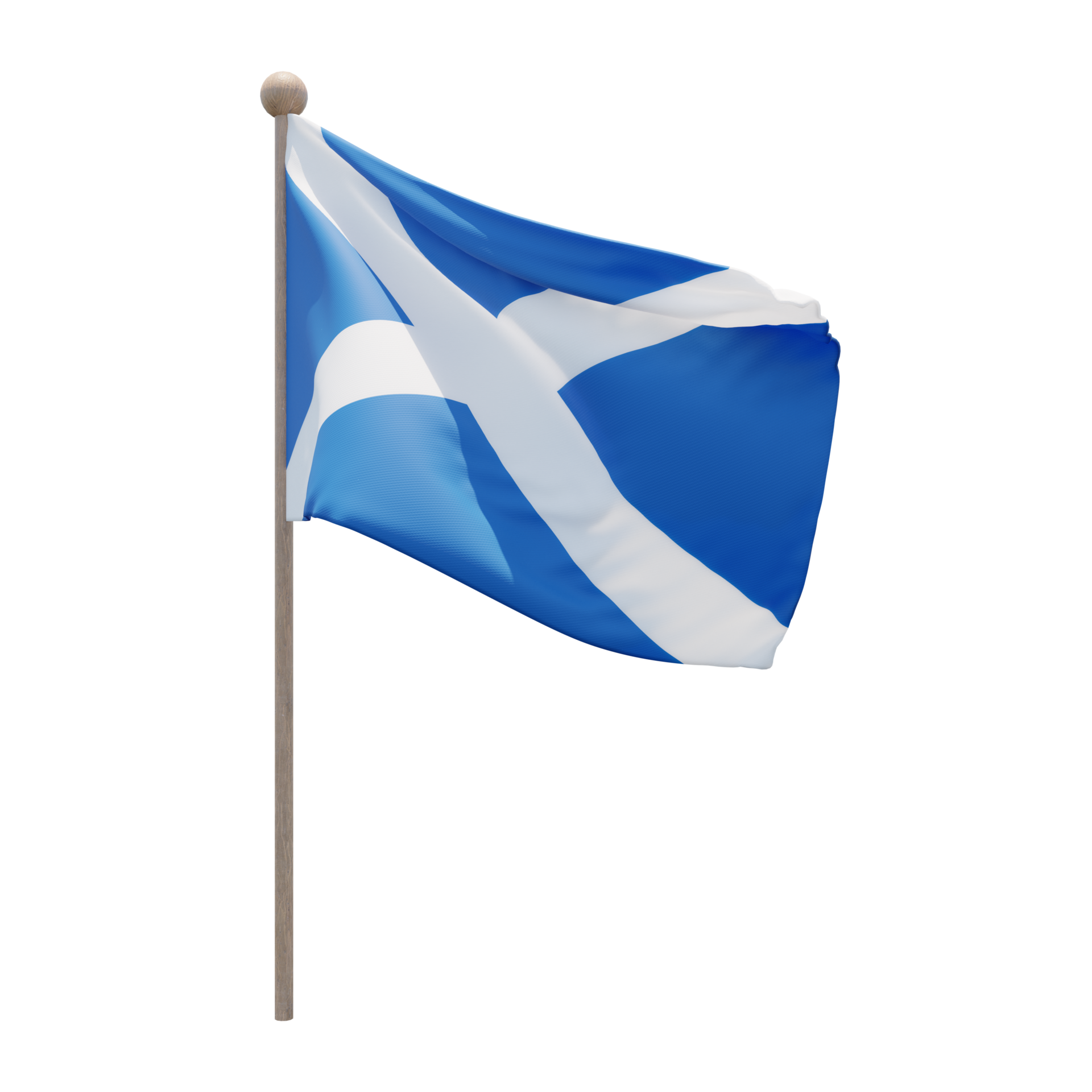 Scotland 3d Illustration Flag On Pole Wood Flagpole 11229581 Png