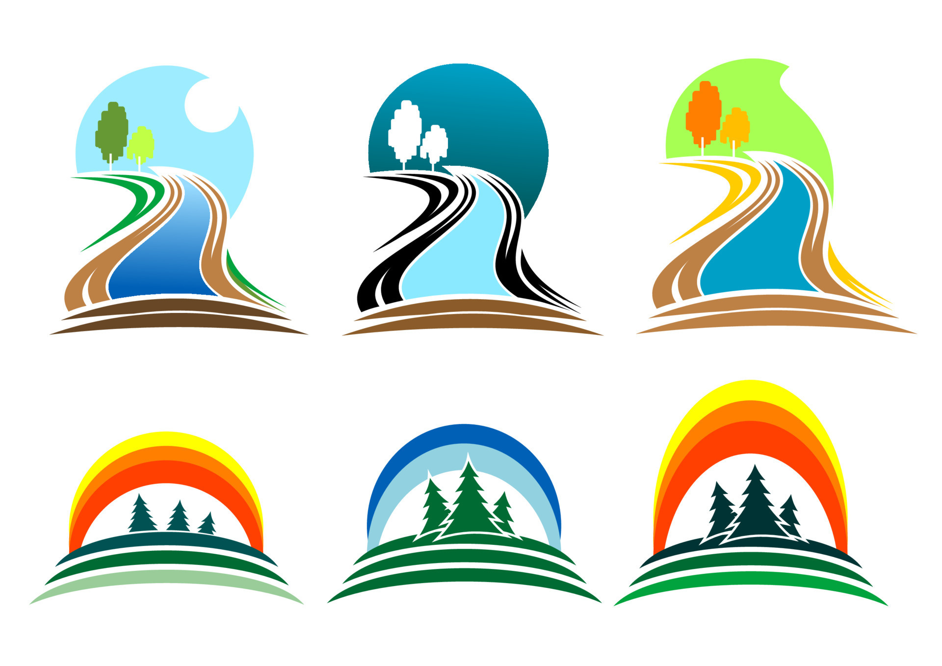 Nature landscape icons 11230992 Vector Art at Vecteezy