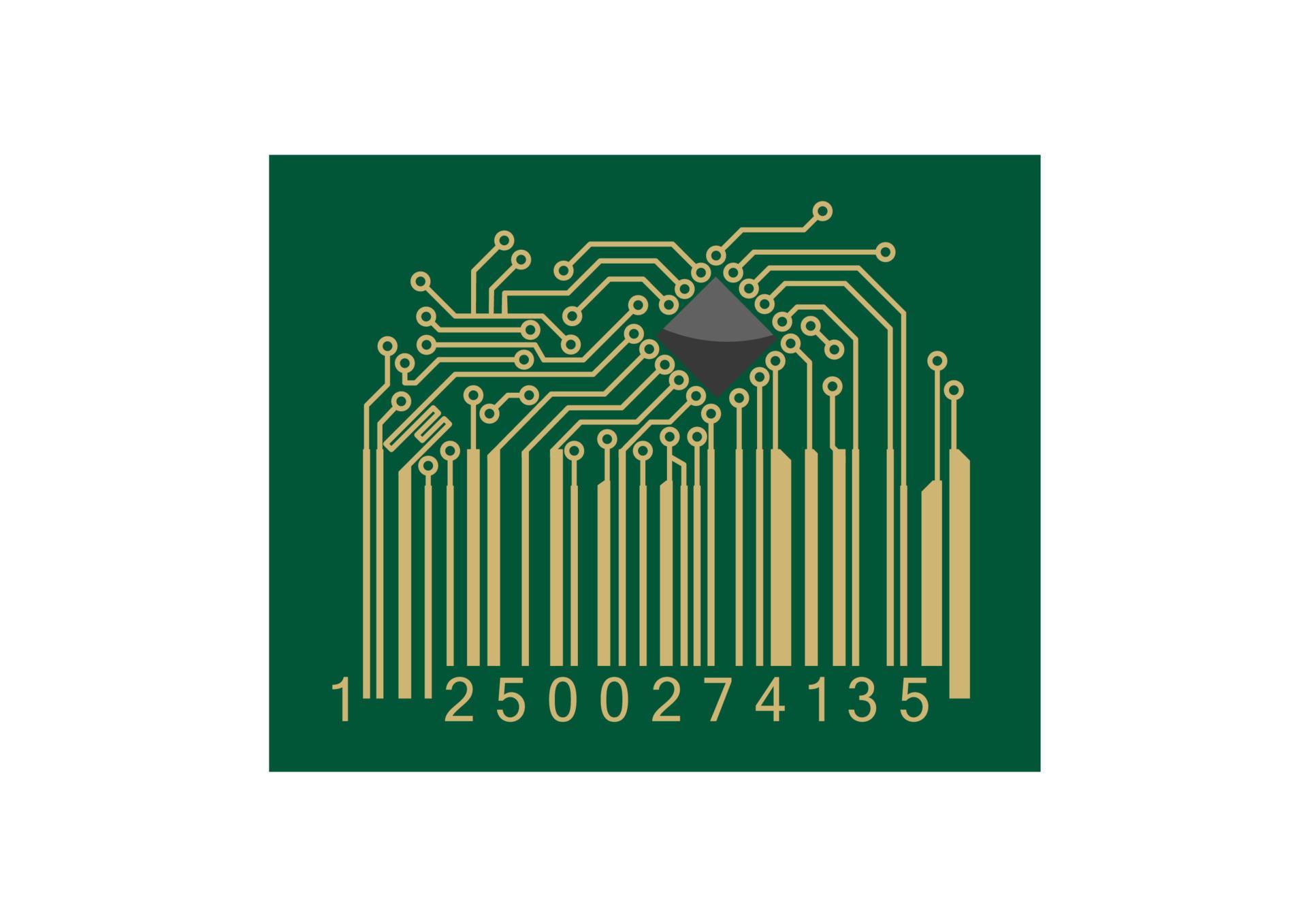Bar code with computer motherboard elements 11231080 Vector Art at Vecteezy
