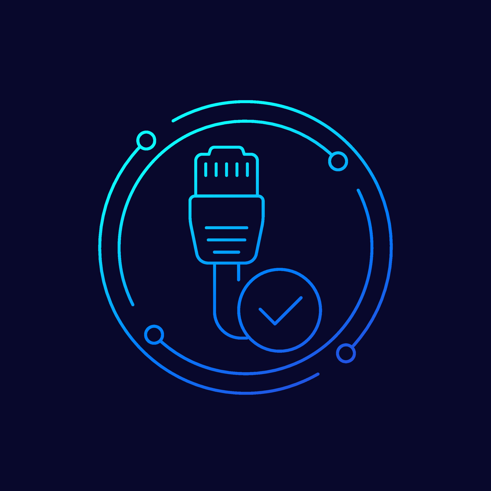 Ethernet Cable And Check Mark Line Vector Icon 11231511 Vector Art At Vecteezy