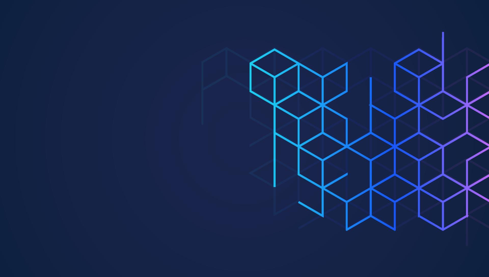 Abstract geometric background with isometric digital blocks. Blockchain ...