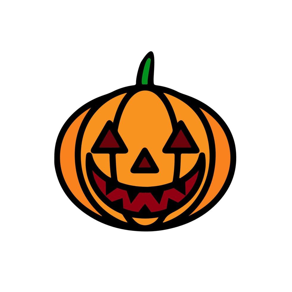 Vector Halloween Symbol Scary Pumpkin Face With Evil Smile Jack O