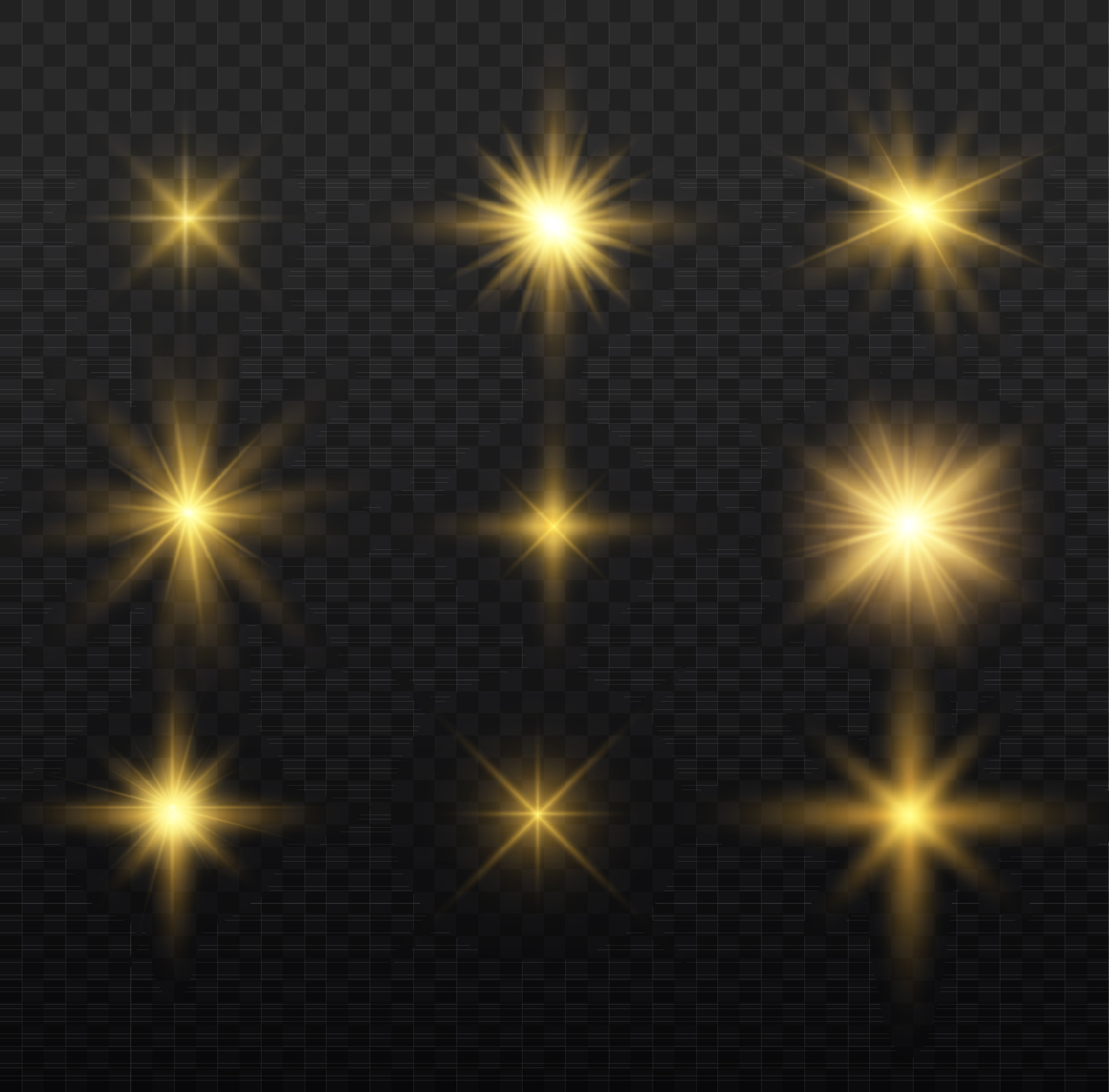 Glow isolated white light effect set, lens flare, explosion, glitter, line, sun flash, spark and ...