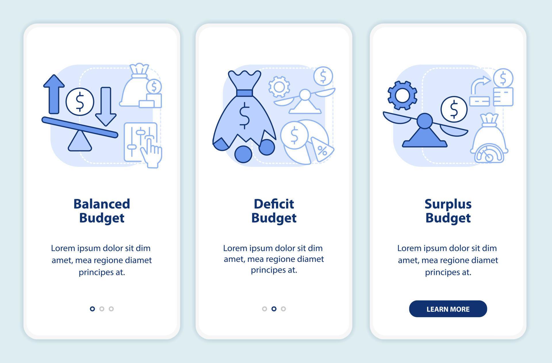 Budget classification light blue onboarding mobile app screen ...