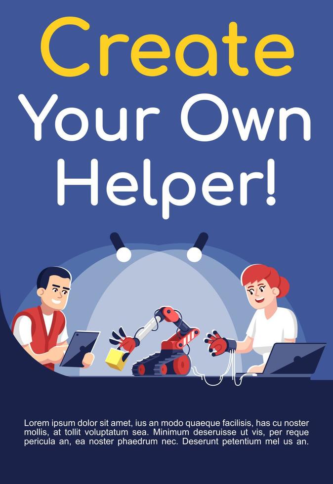 Create your own helper poster vector template. Robot assistant ... Create your own helper poster vector template. Robot assistant ...