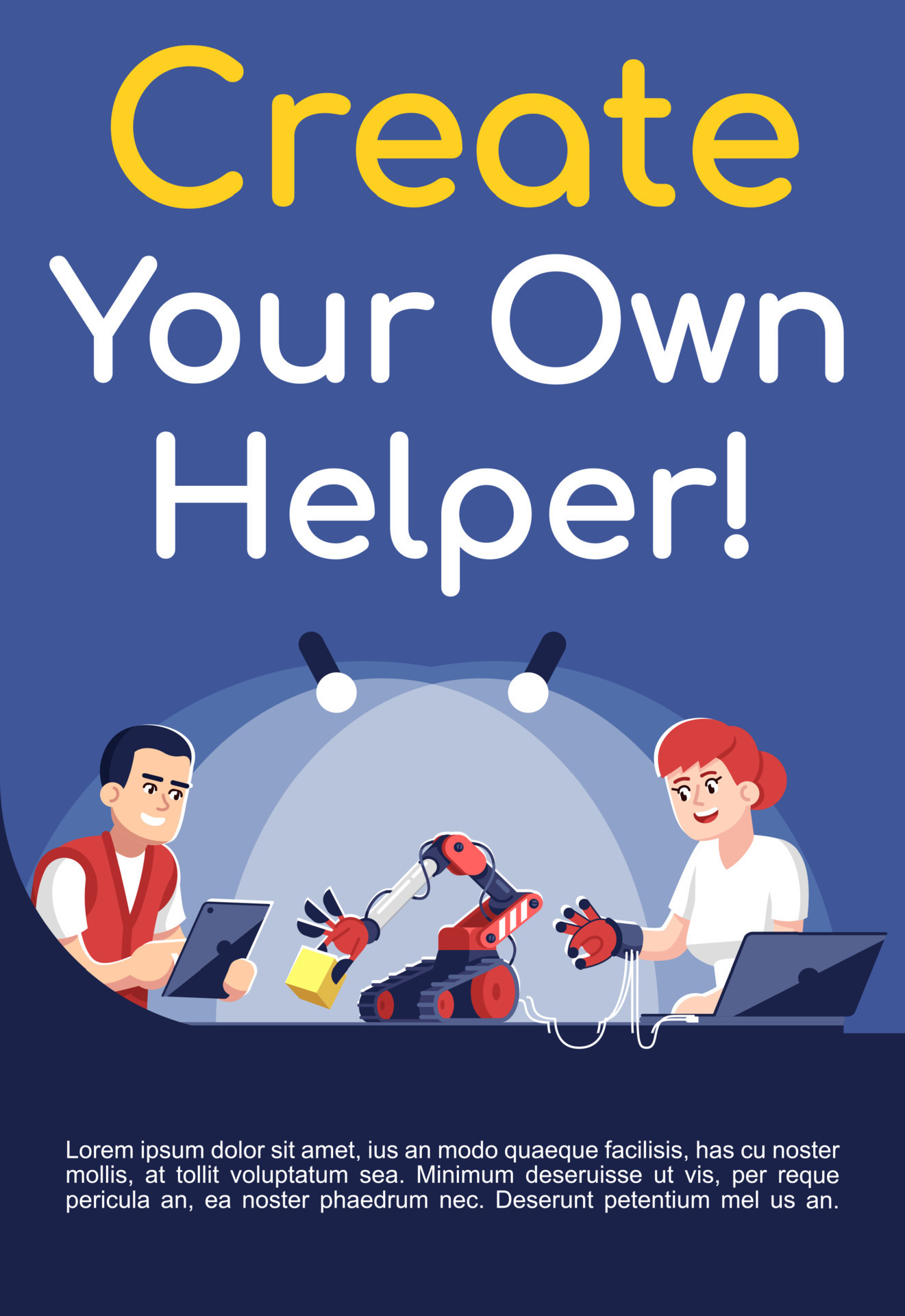 Create your own helper poster vector template. Robot assistant ... Create your own helper poster vector template. Robot assistant ...