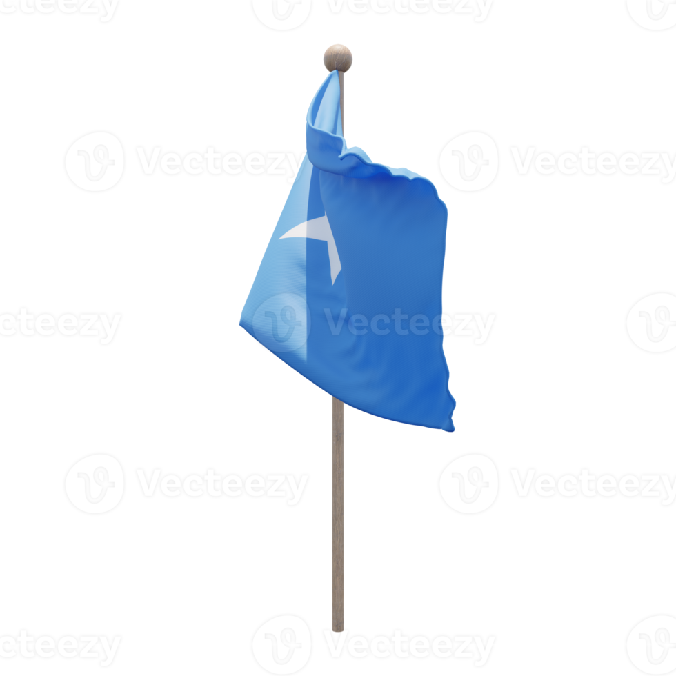 Somalia 3d Illustration Flag On Pole Wood Flagpole 11233992 Png