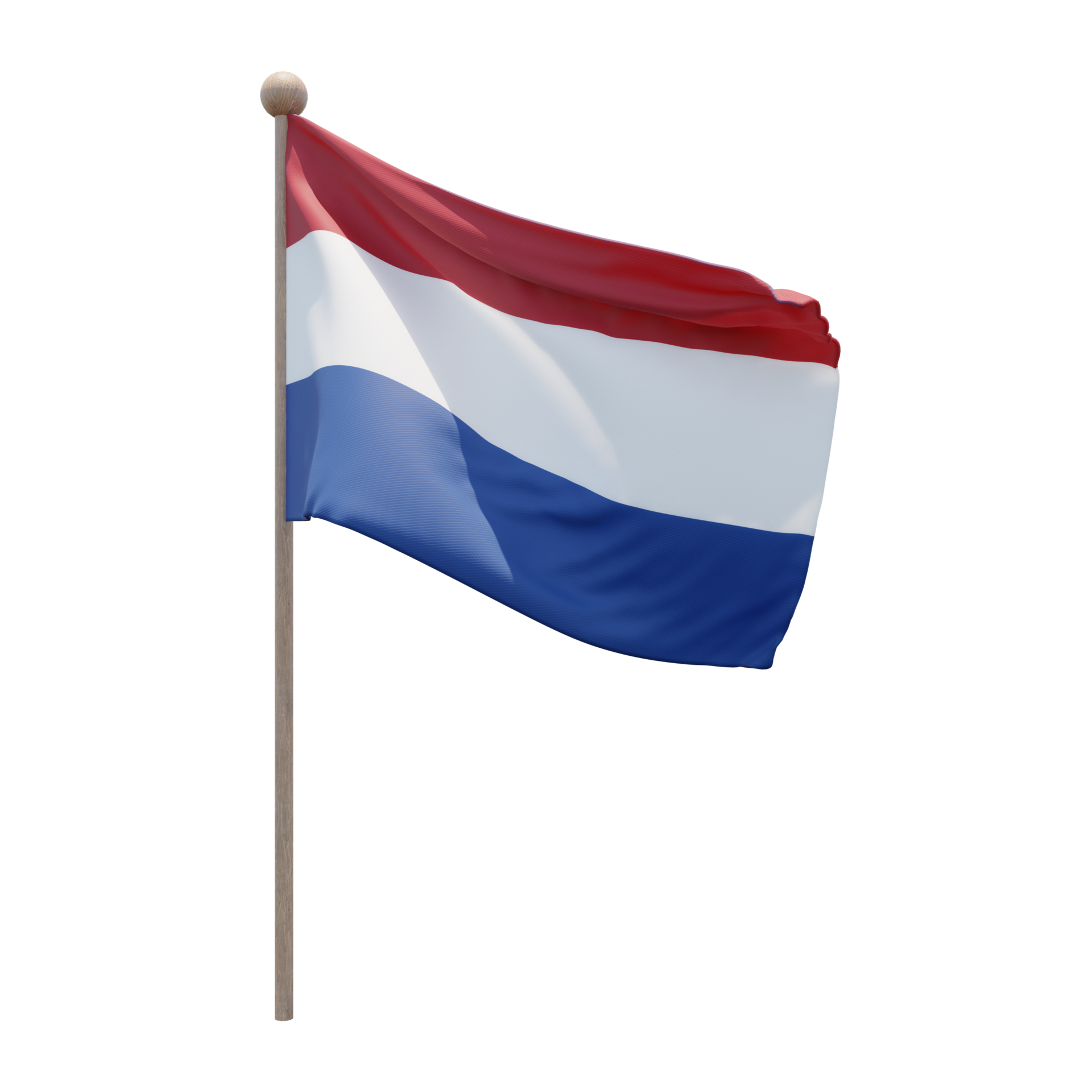 Netherlands 3d Illustration Flag On Pole Wood Flagpole 11234889 Png