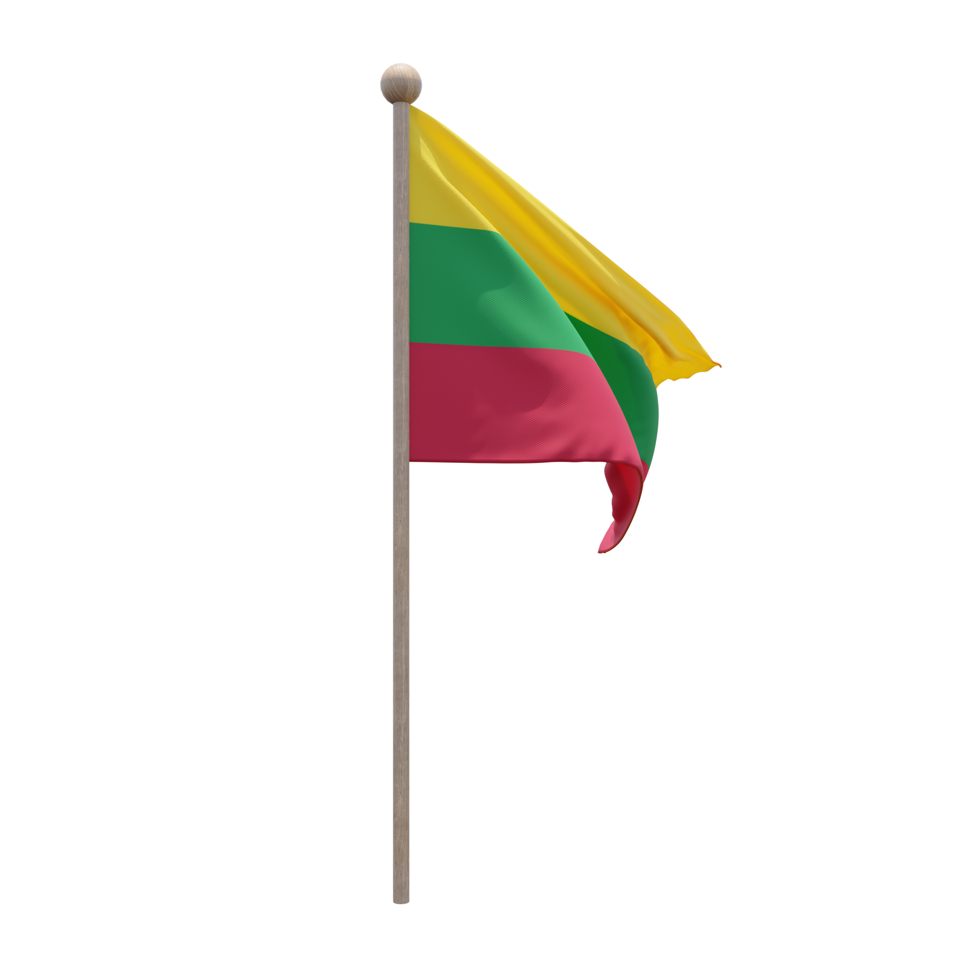 Aero 3d Illustration Flag On Pole Wood Flagpole 11235432 Png