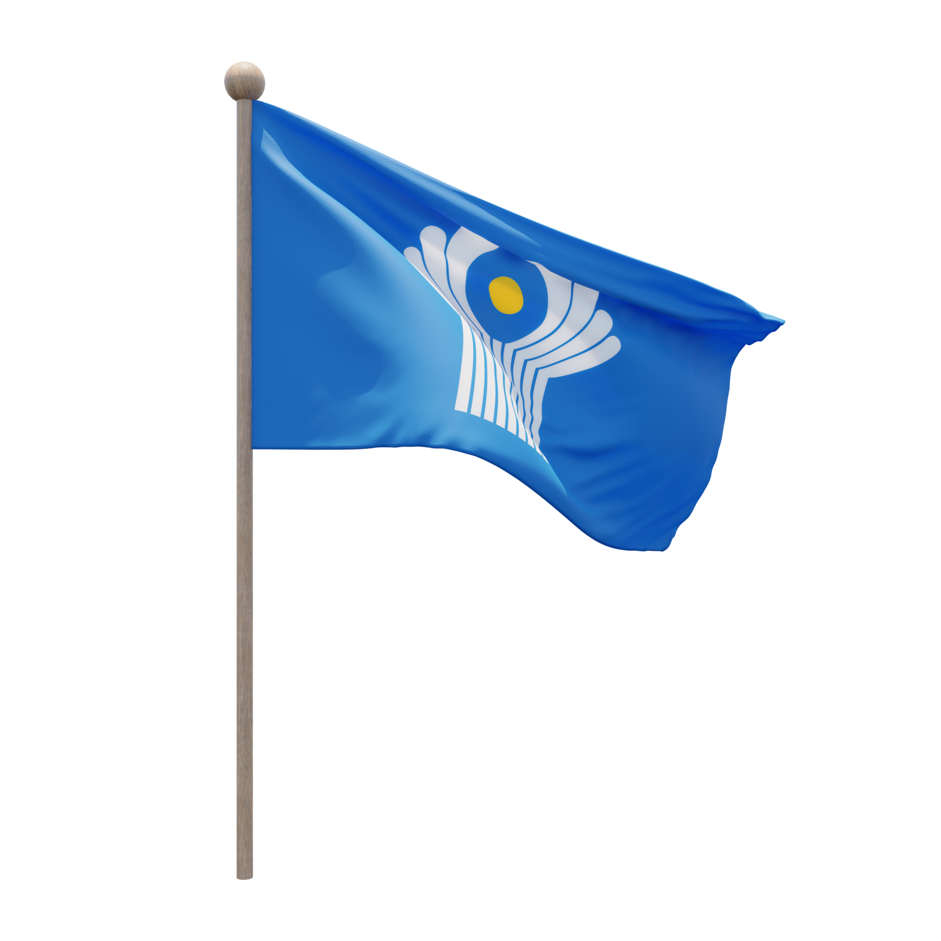 Commonwealth Of Independent States 3d Illustration Flag On Pole Wood