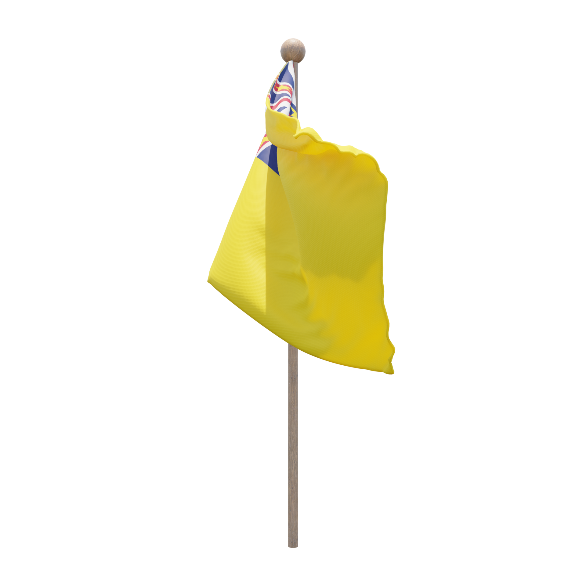 Niue 3d Illustration Flag On Pole Wood Flagpole 11236518 Png