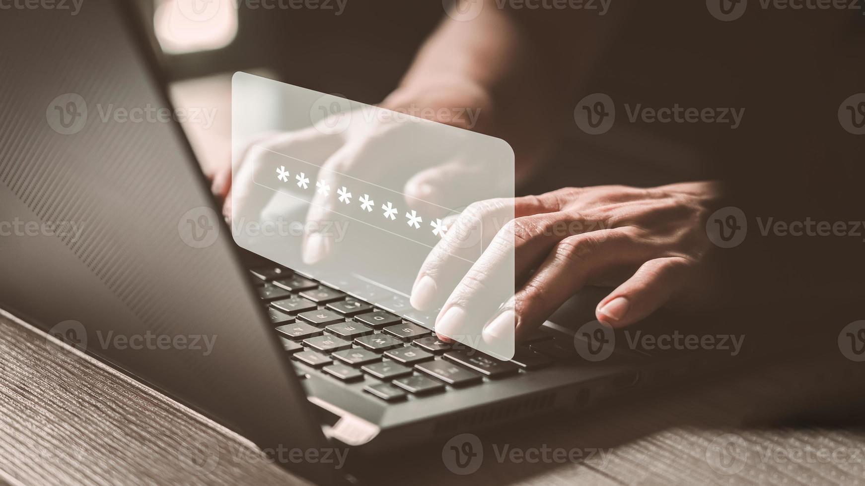 Man Typing Login And Password Cyber Security Concept Secure Encryption And Access To The User