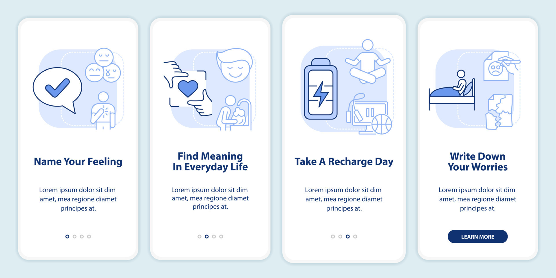 Improving Mental Health Light Blue Onboarding Mobile App Screen
