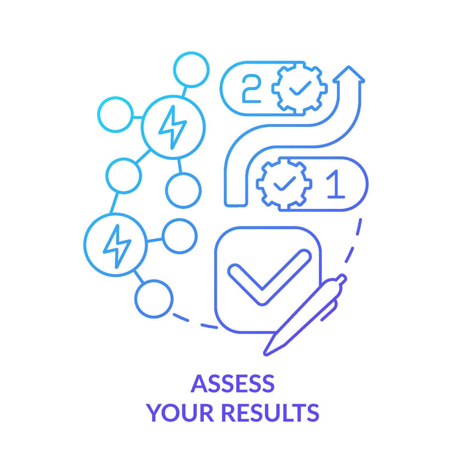 Assess results blue gradient concept icon. Planning energy management abstract idea thin line ...