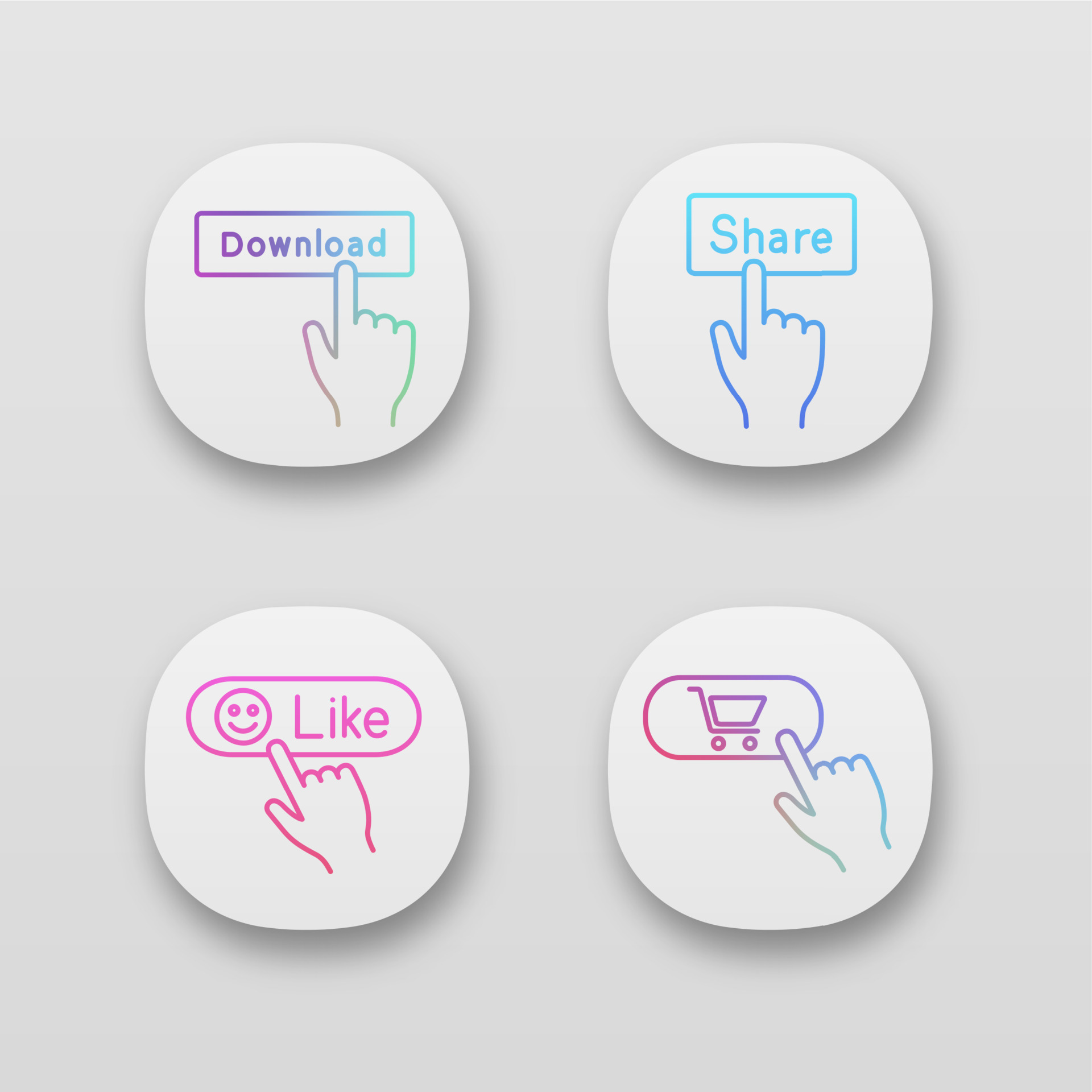 Click App Icons Set Download Share Like Buy Ui Ux User Interface Web Or Mobile