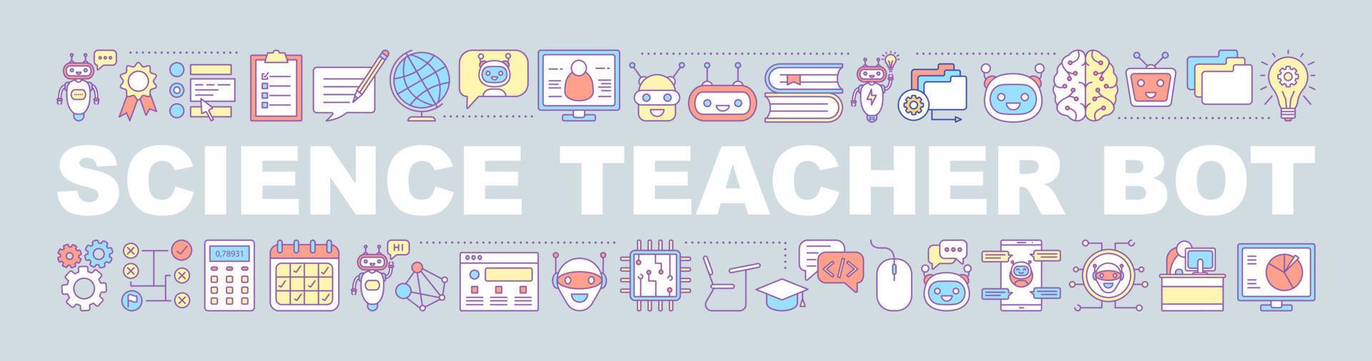 Science teaching bot word concepts banner. Chatbot. Machine learning ...