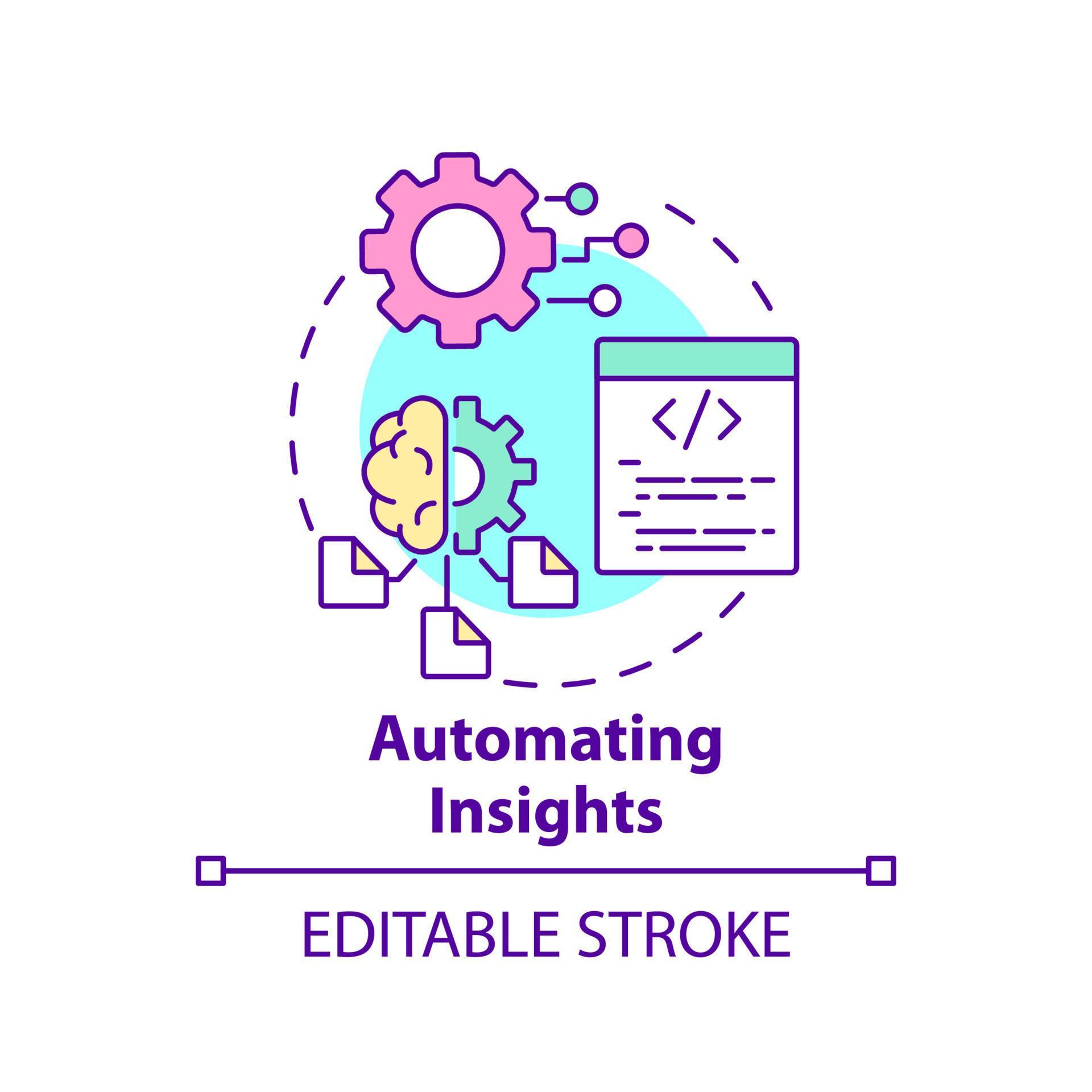 Automating insights concept icon. Advanced analytics abstract idea thin ... Automating insights concept icon. Advanced analytics abstract idea thin ...