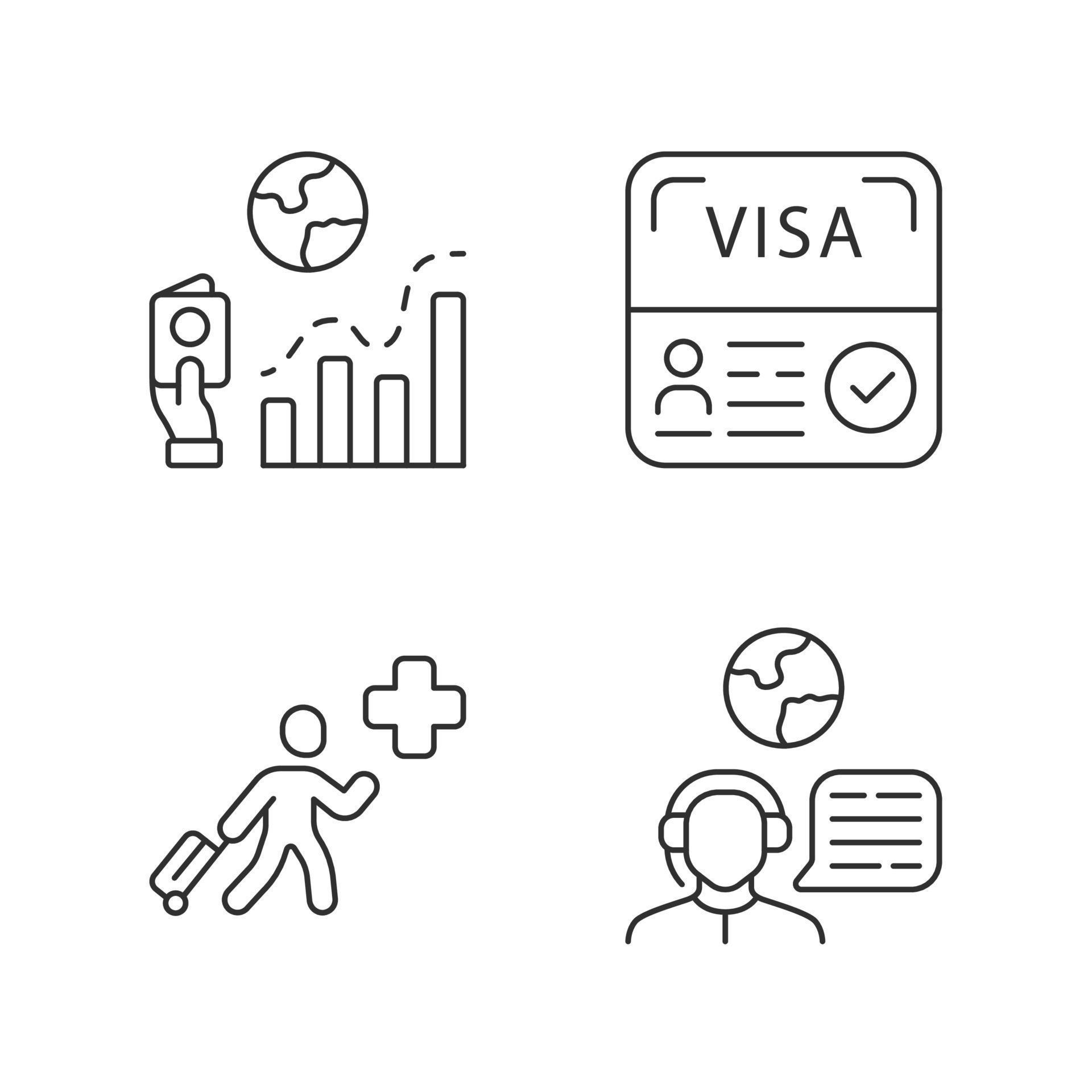 Immigration Linear Icons Set Migration Rate Start Up Visa