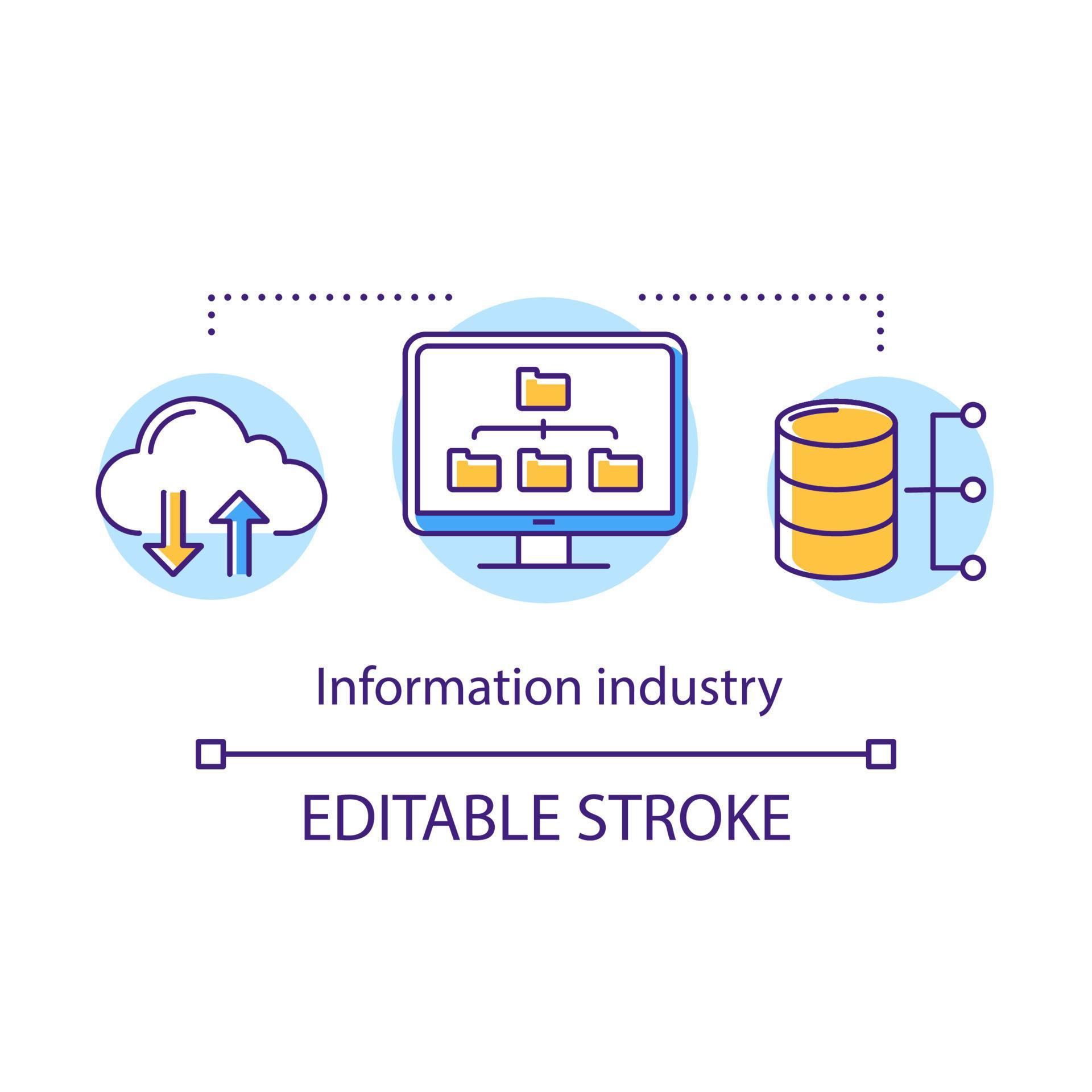 Information industry concept icon. Collecting, using information. Structuring, data storage idea ...