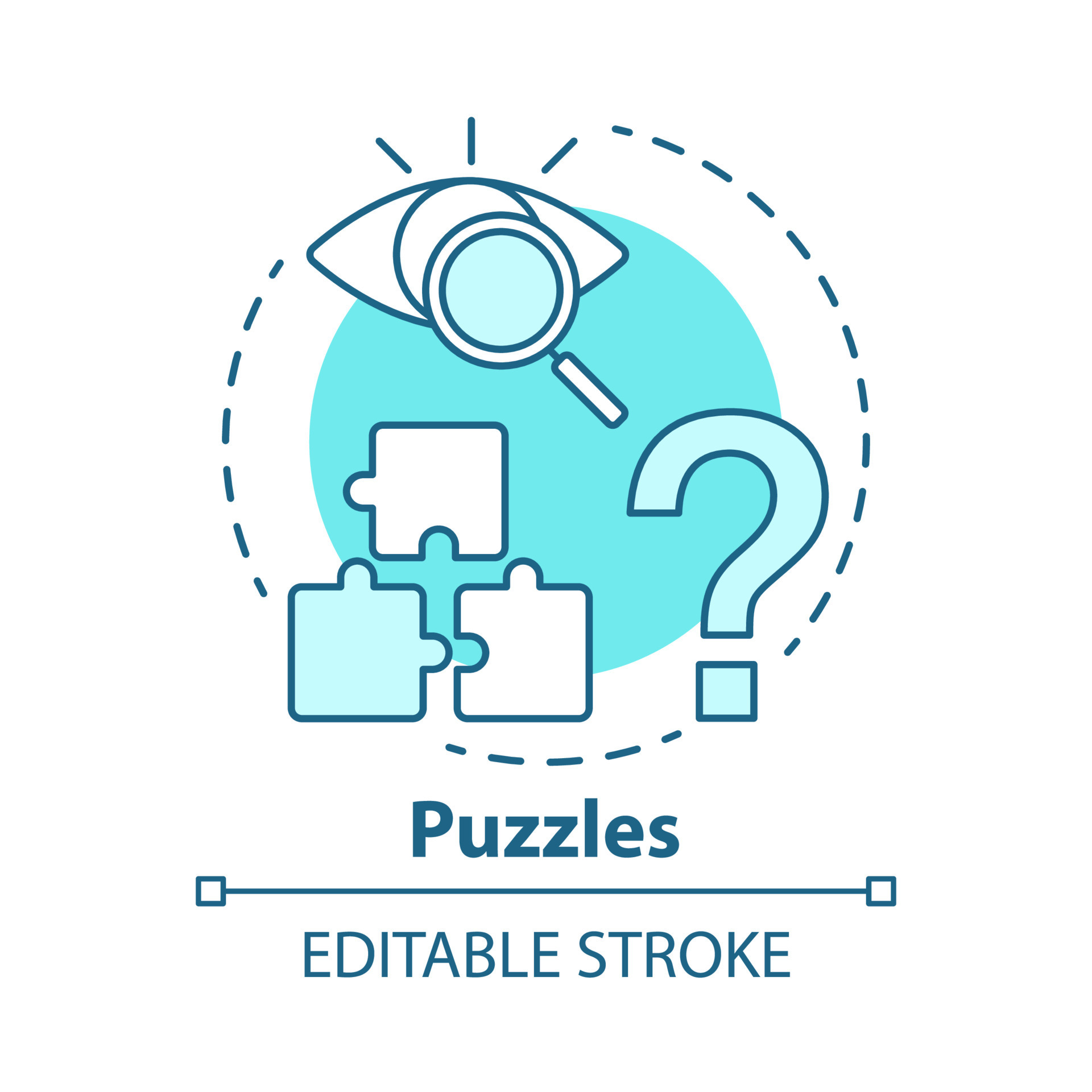 Puzzles Concept Icon Quest Game Idea Thin Line Illustration Looking For Answer Clues Jigsaw
