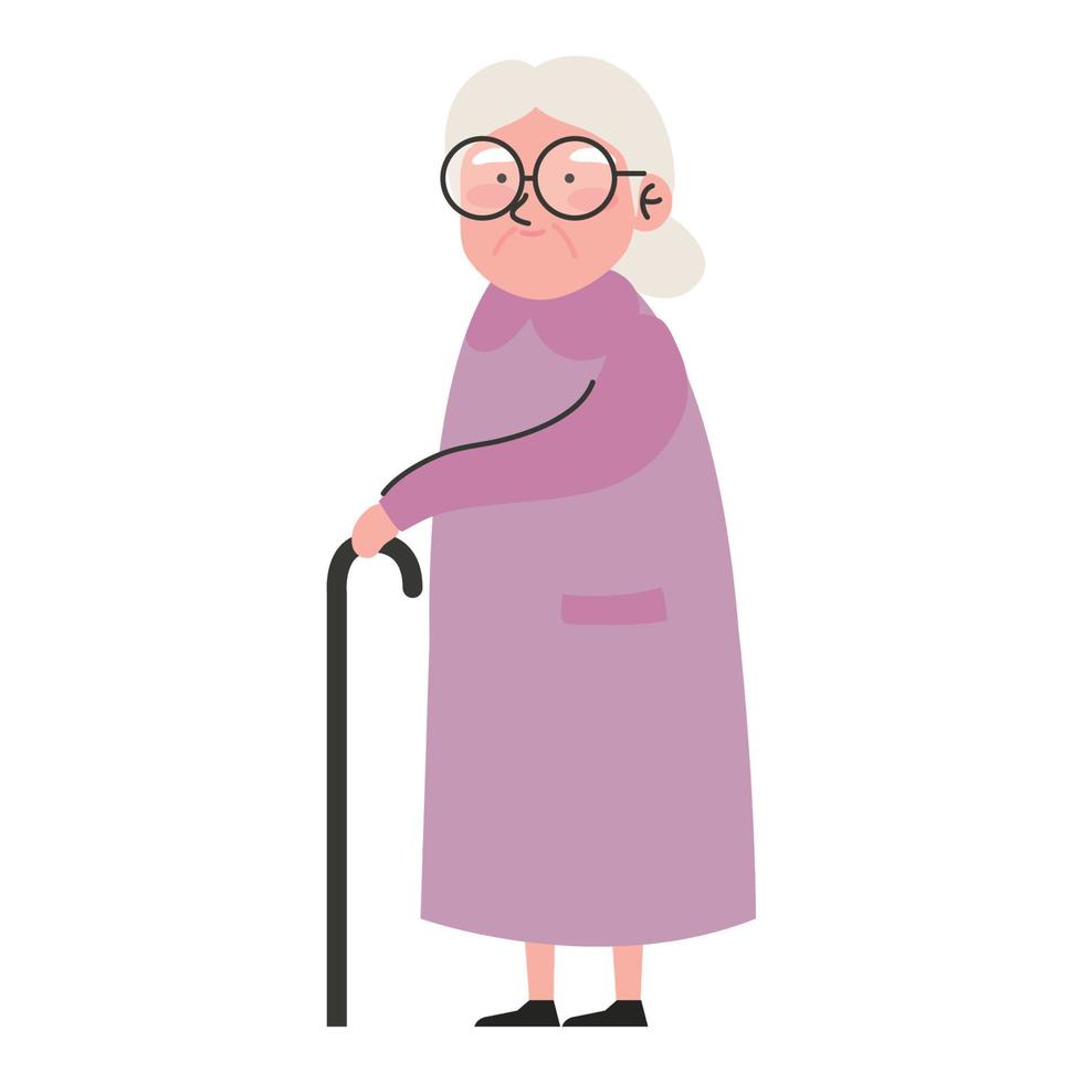 Grandmother Standing With Cane 11251298 Vector Art At Vecteezy
