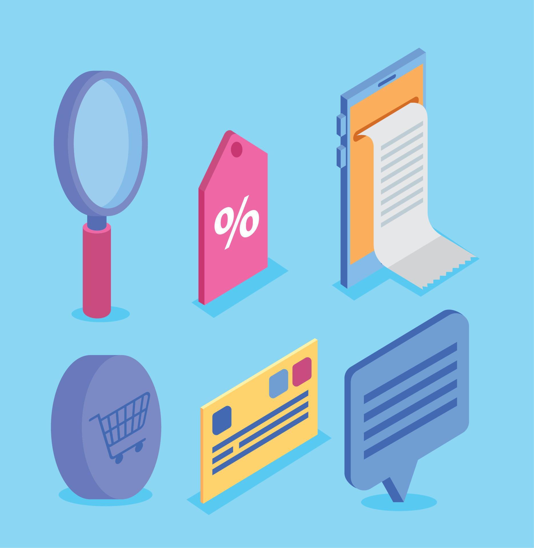 six isometric sale icons 11251699 Vector Art at Vecteezy