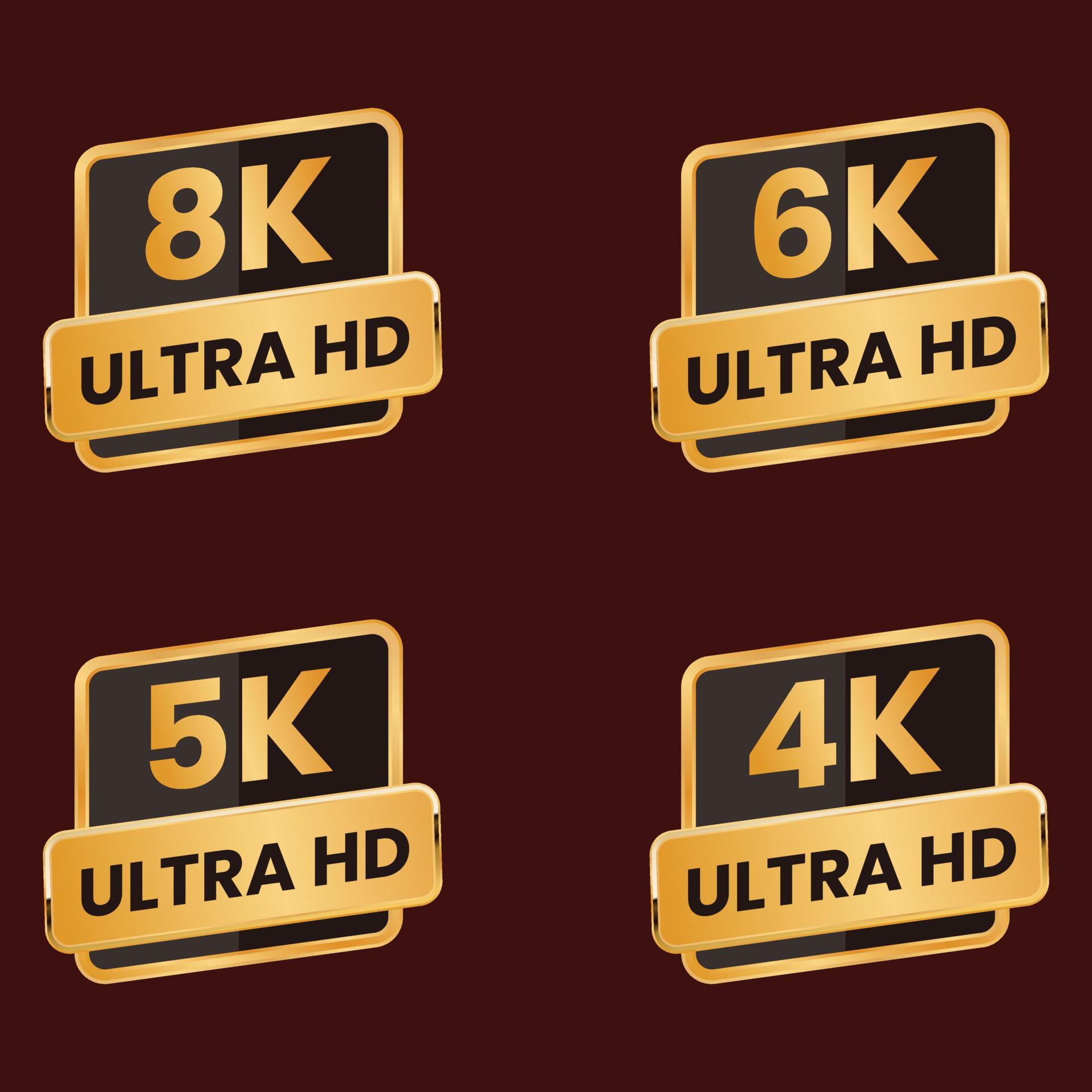 golden 8K, 6K, 5k, 4k Ultra HD video resolution icon logo set 11252050 Vector Art at Vecteezy