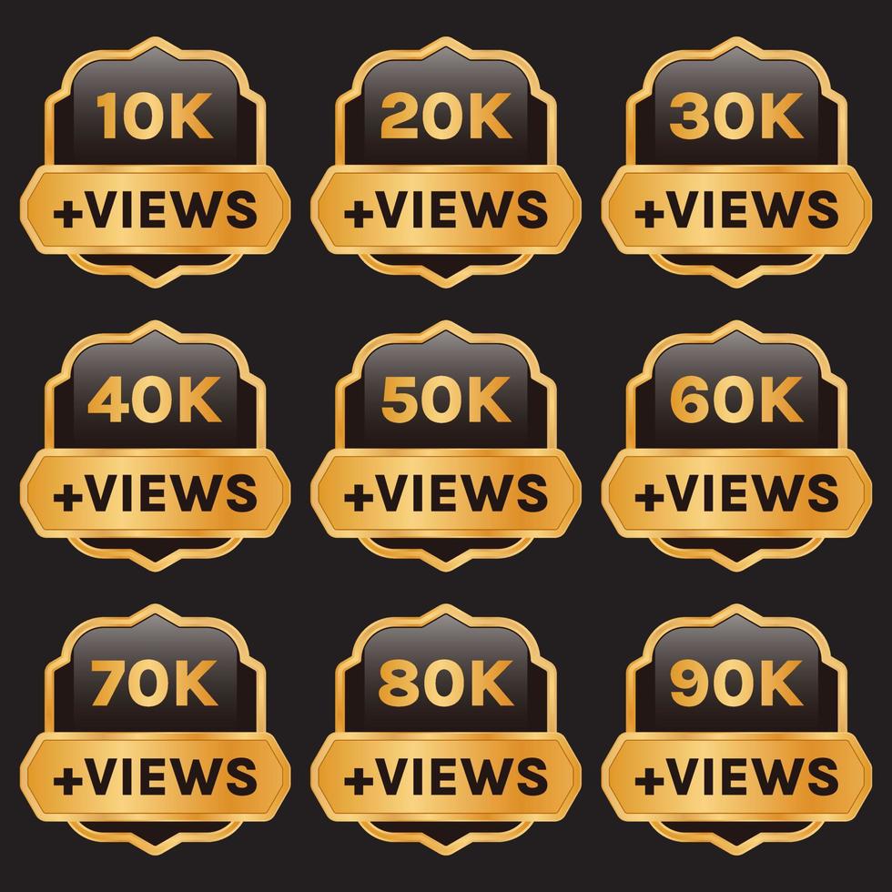 10k views to 90k views celebration banner design, 10k plus views badge set 11252095 Vector Art ...
