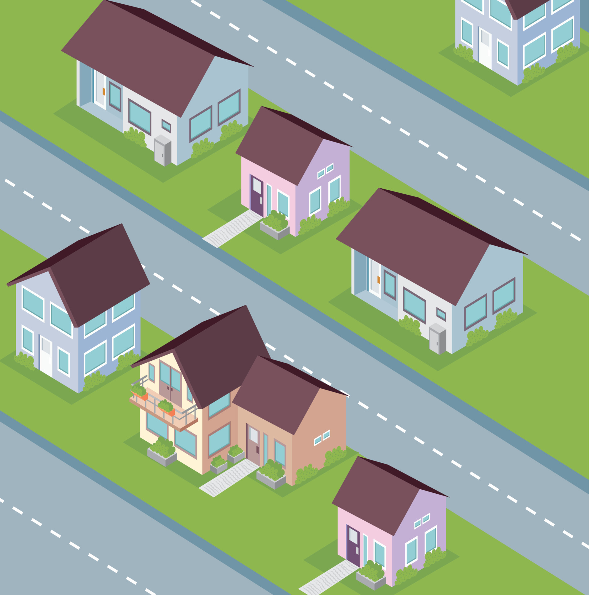 houses isometric city scene 11252211 Vector Art at Vecteezy