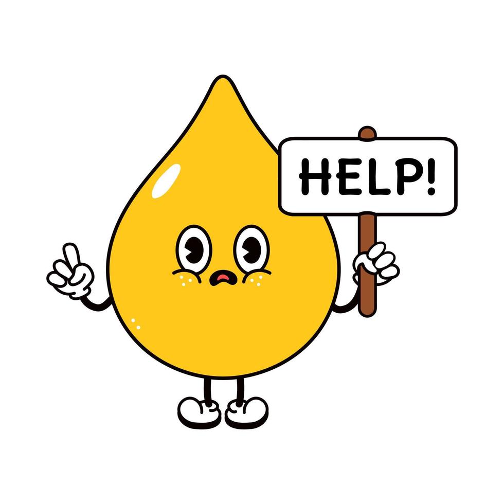 Cute Funny Drop Of Urine With An Inscription Help Character Vector Hand Drawn Traditional