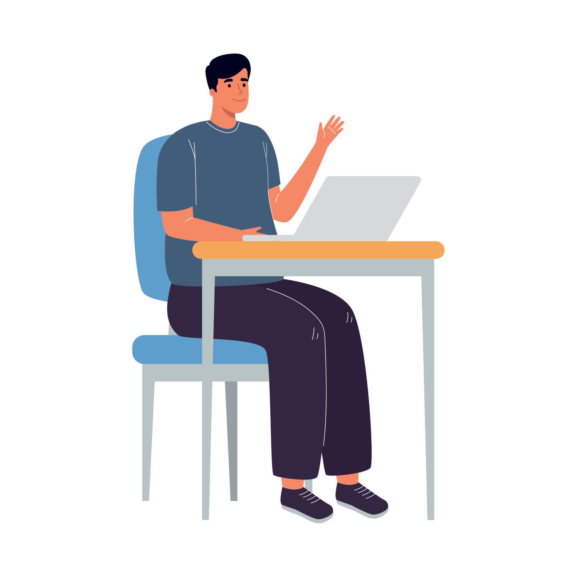 young man using laptop 11253579 Vector Art at Vecteezy