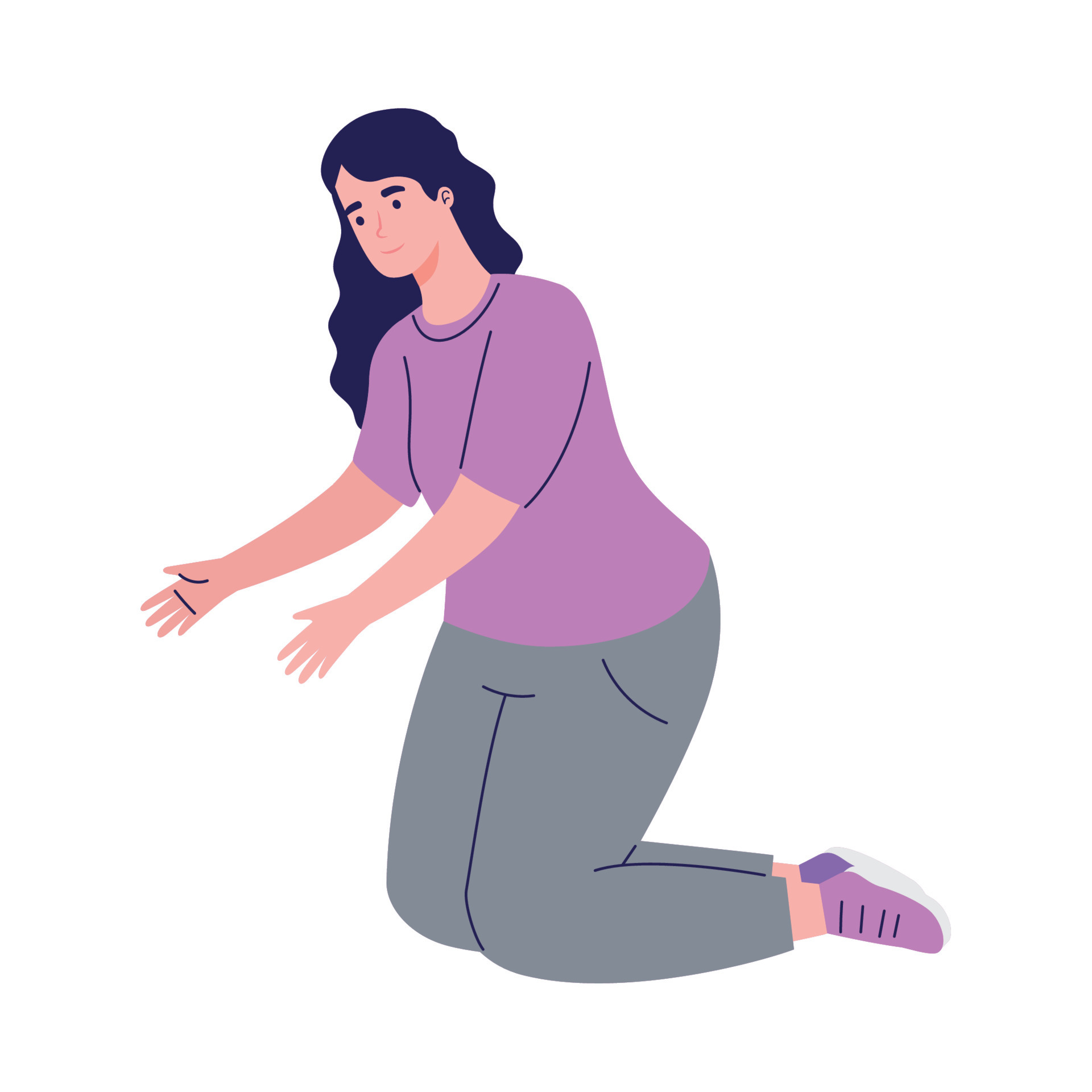 Woman Kneeling Position 11253590 Vector Art At Vecteezy