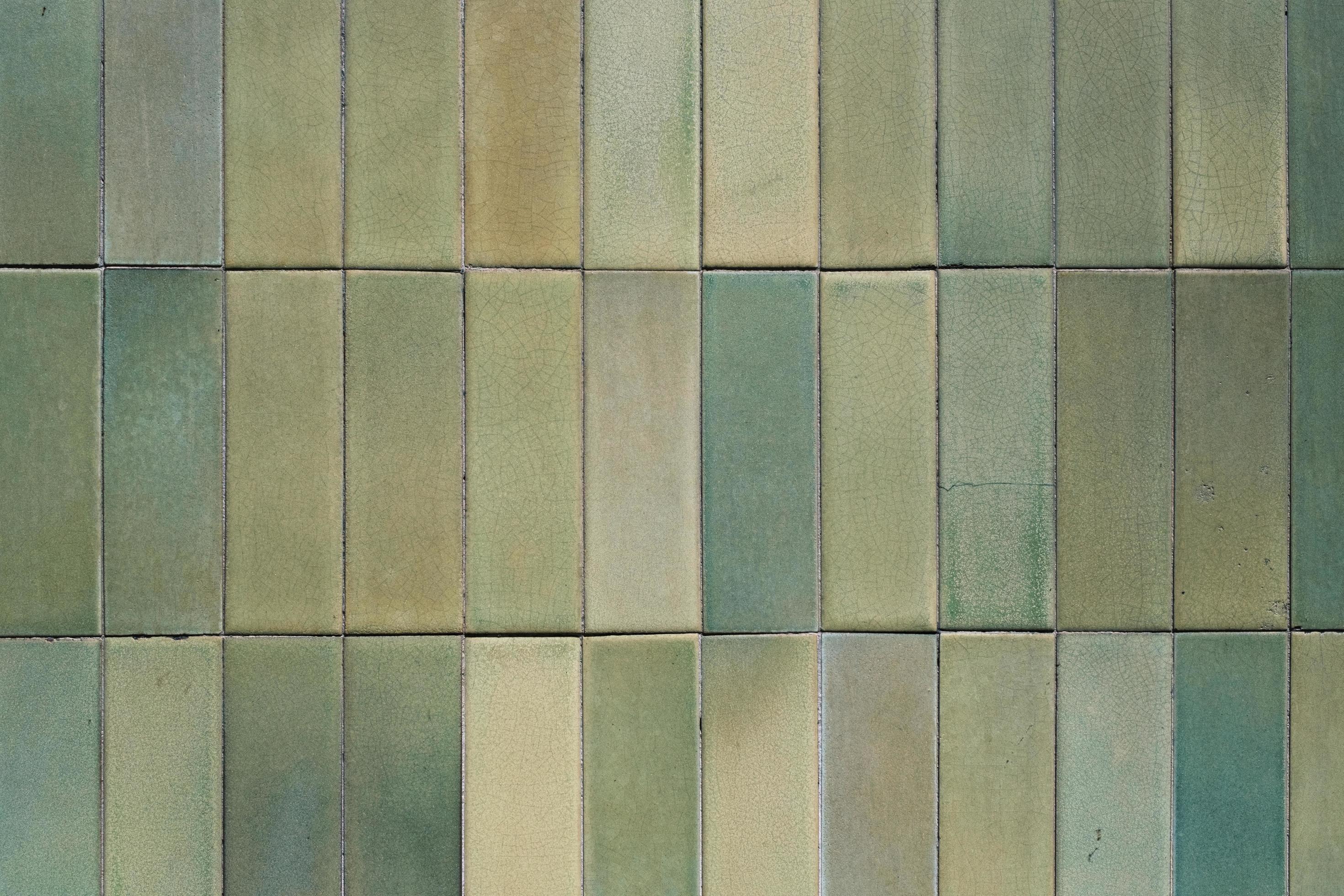 Texture And Pattern Of Green Ceramic Wall Tiles Grunge Square Mosaic Close Up Background