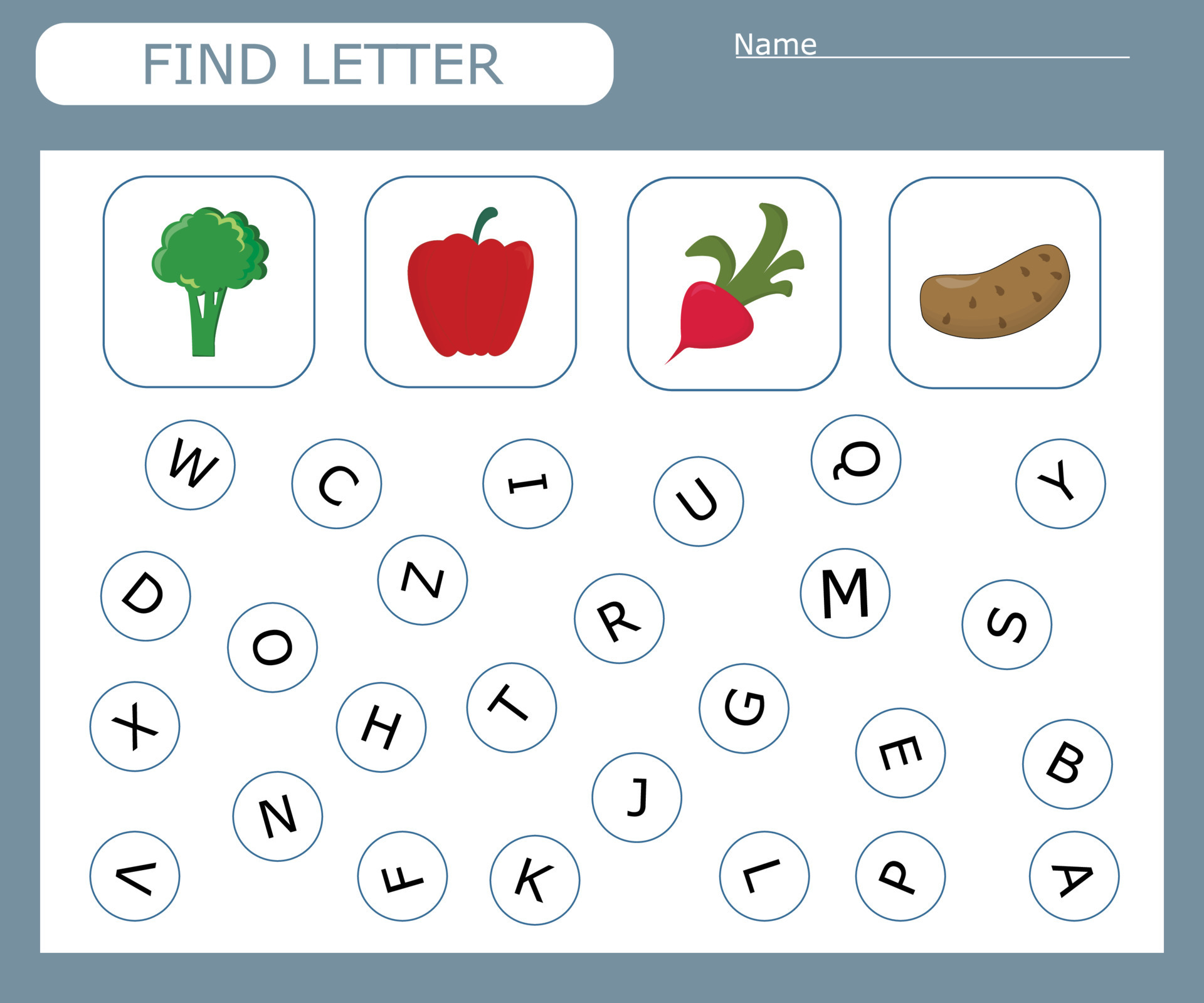 Find the first letter and match with the picture, a game for kids to ...