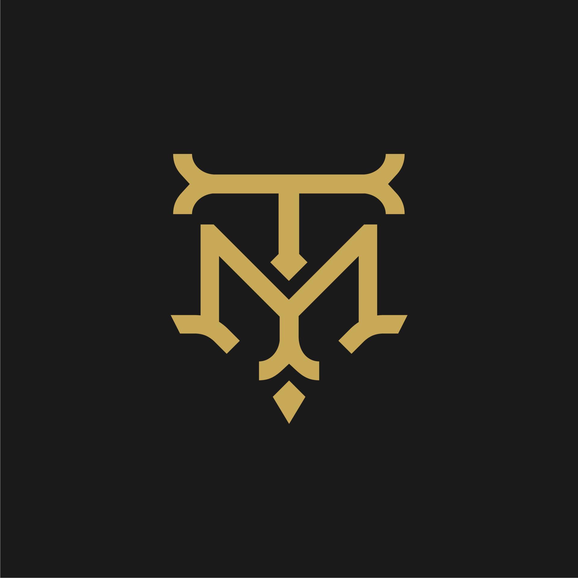 TM T M MT logo letter logotype icon font monogram, elegant classic vintage retro style gold ...