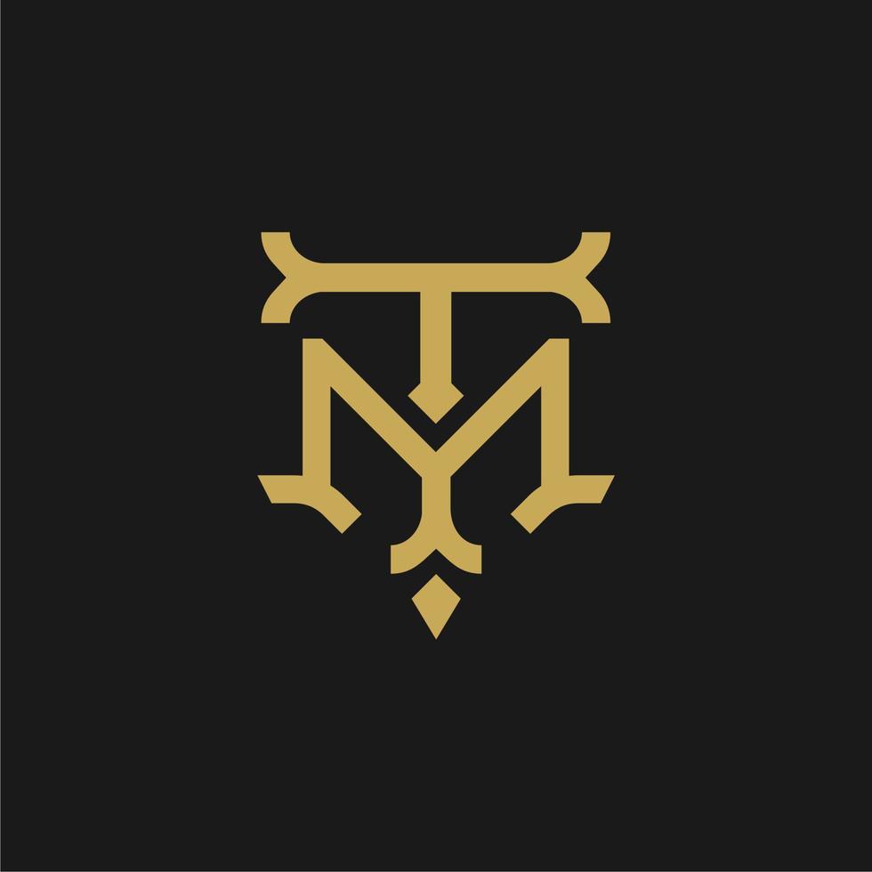 TM T M MT logo letter logotype icon font monogram, elegant classic vintage retro style gold ...