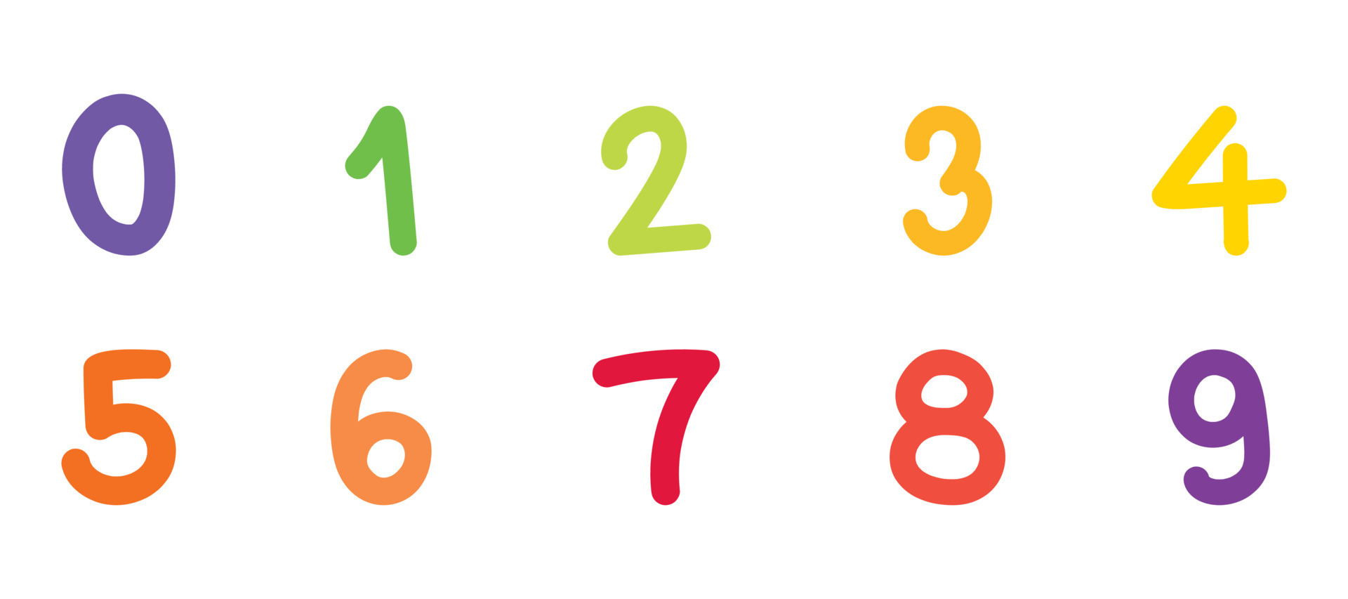 Set of number 1-9 hand draw. Vector illustration isolated on white ...