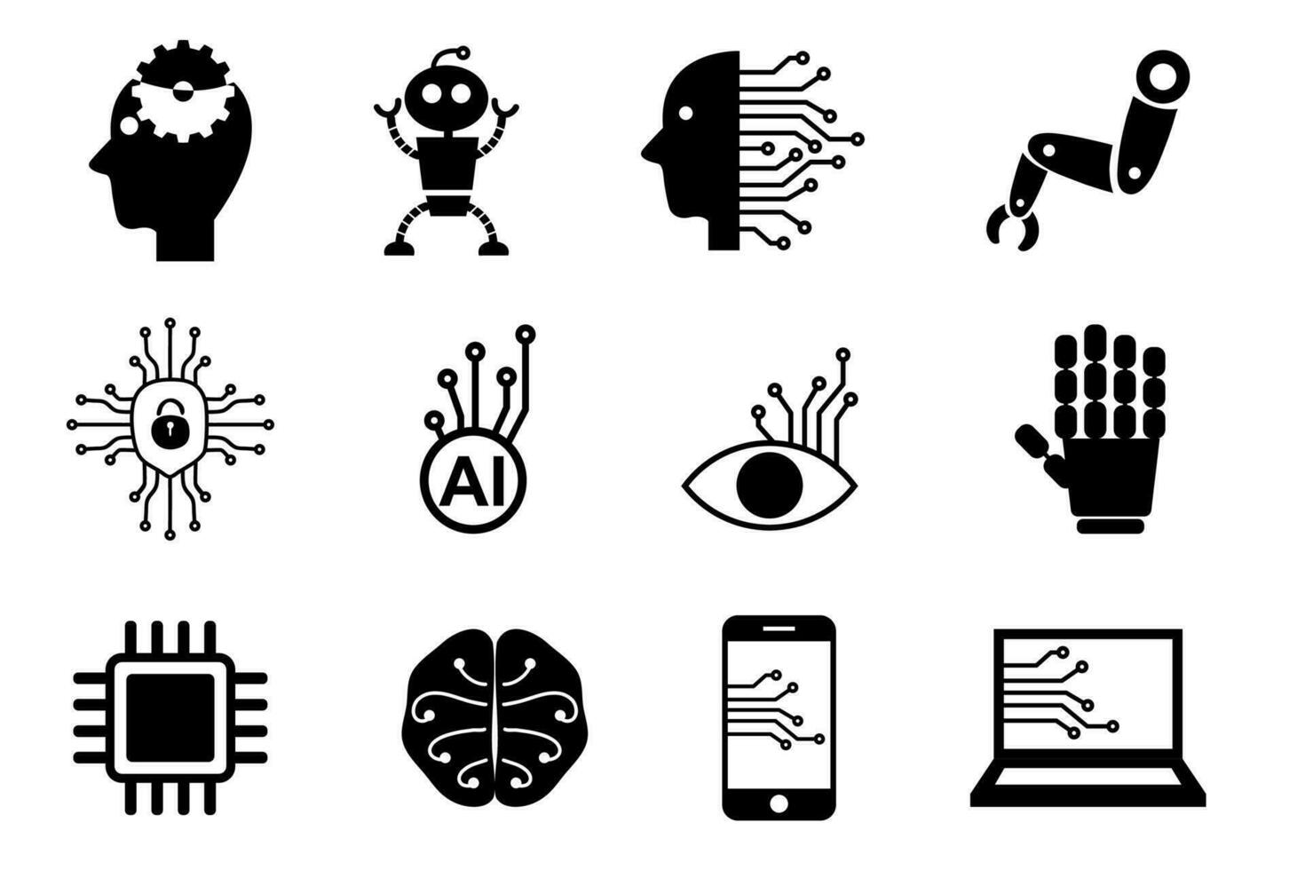 Bundle Vector Black Artificial Intelligence Icon 11279149 Vector Art At Vecteezy