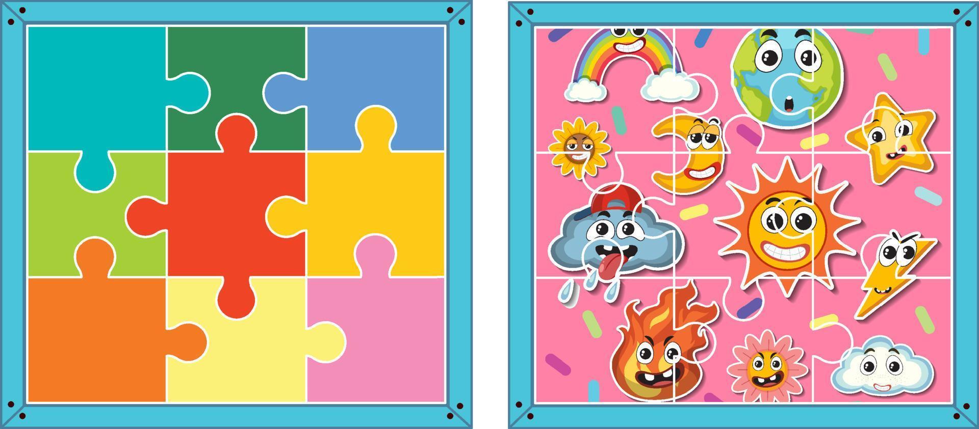 Jigsaw puzzle game template 11279342 Vector Art at Vecteezy