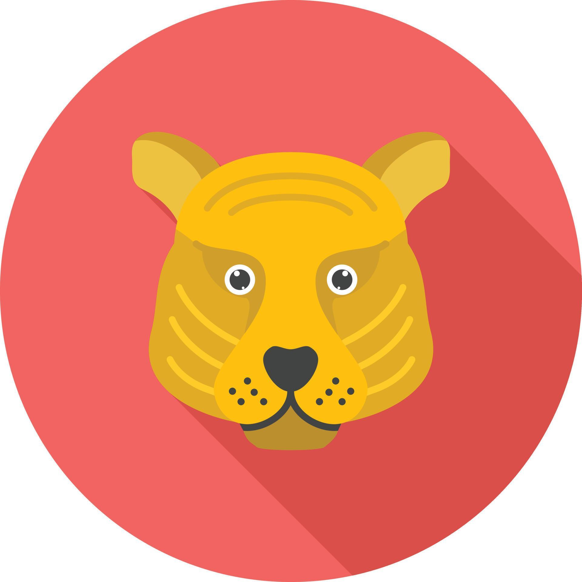 Tiger Face Flat Long Shadow Icon 11281812 Vector Art at Vecteezy