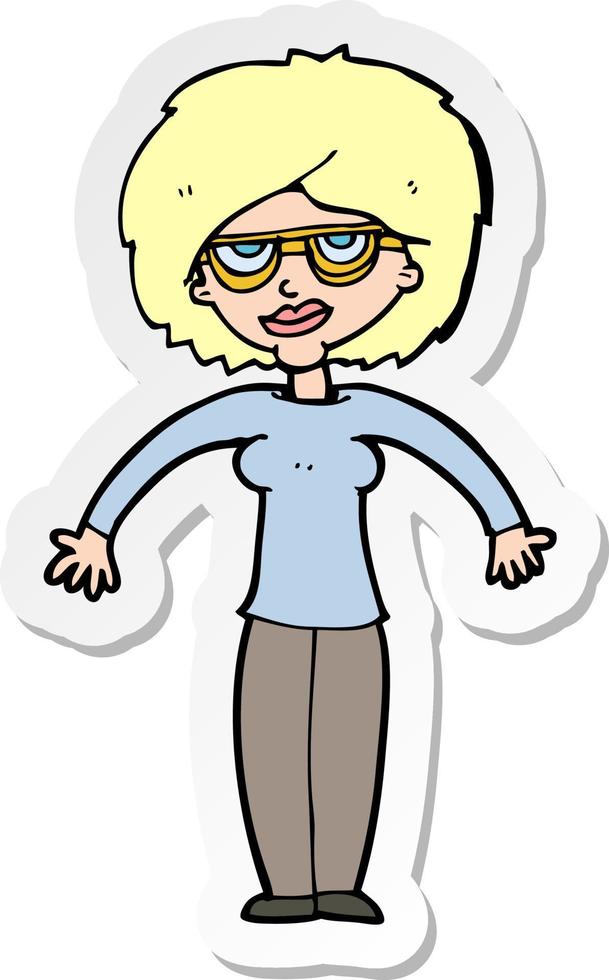 sticker of a cartoon woman shrugging shoulders 11283944 Vector Art at ...