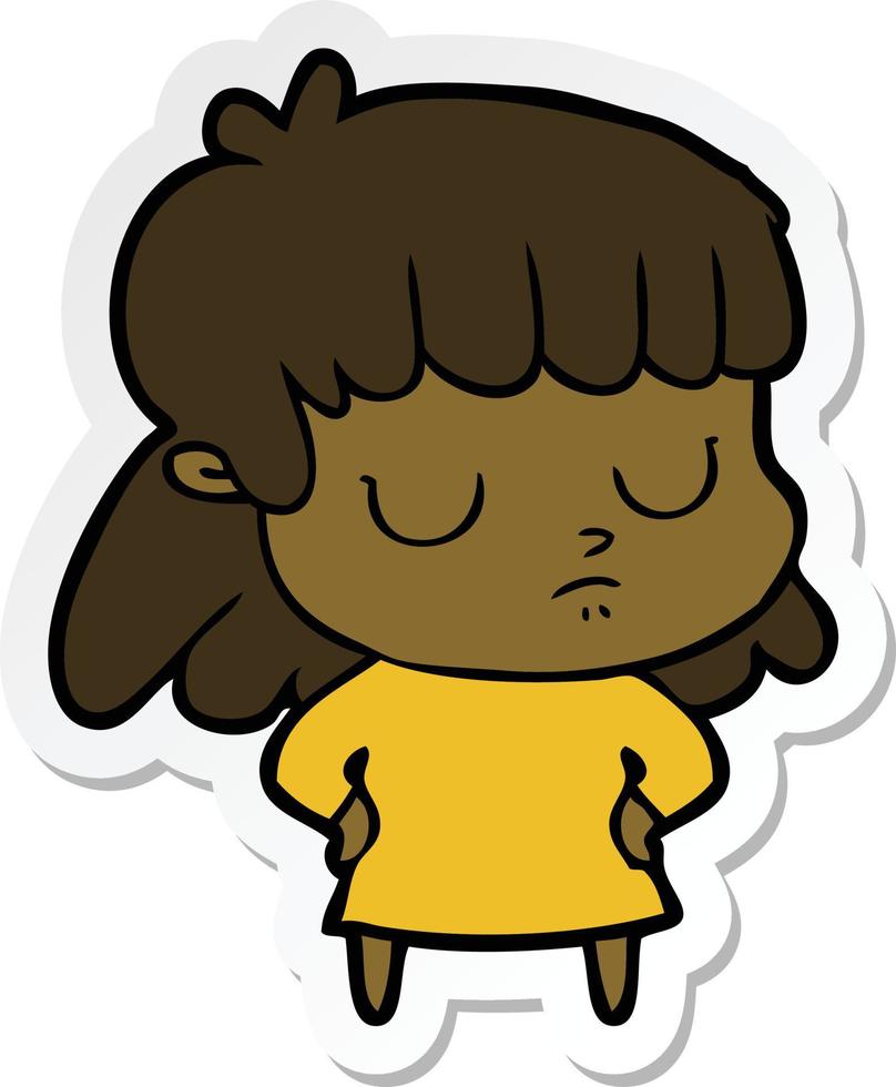 sticker of a cartoon indifferent woman 11284460 Vector Art at Vecteezy